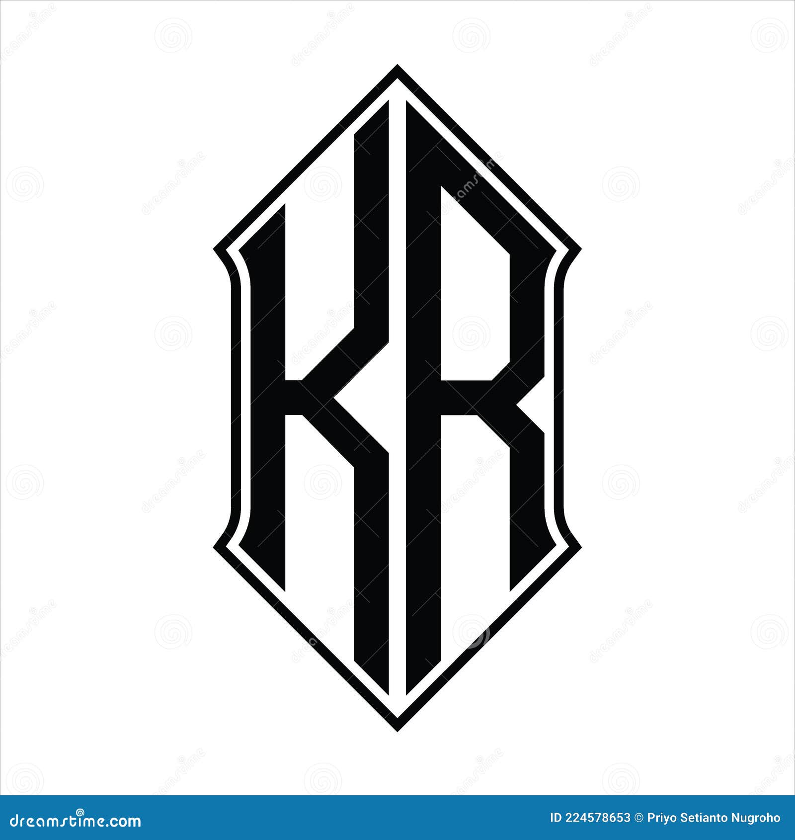KR Logo Monogram with Shieldshape and Outline Design Template Vector ...