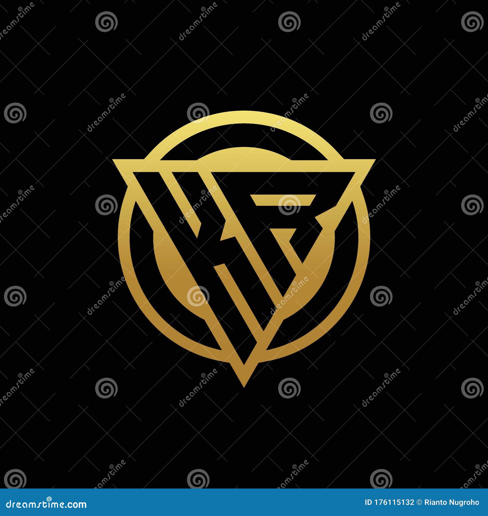 KR Logo Monogram with Triangle Shape and Circle Rounded Isolated on ...