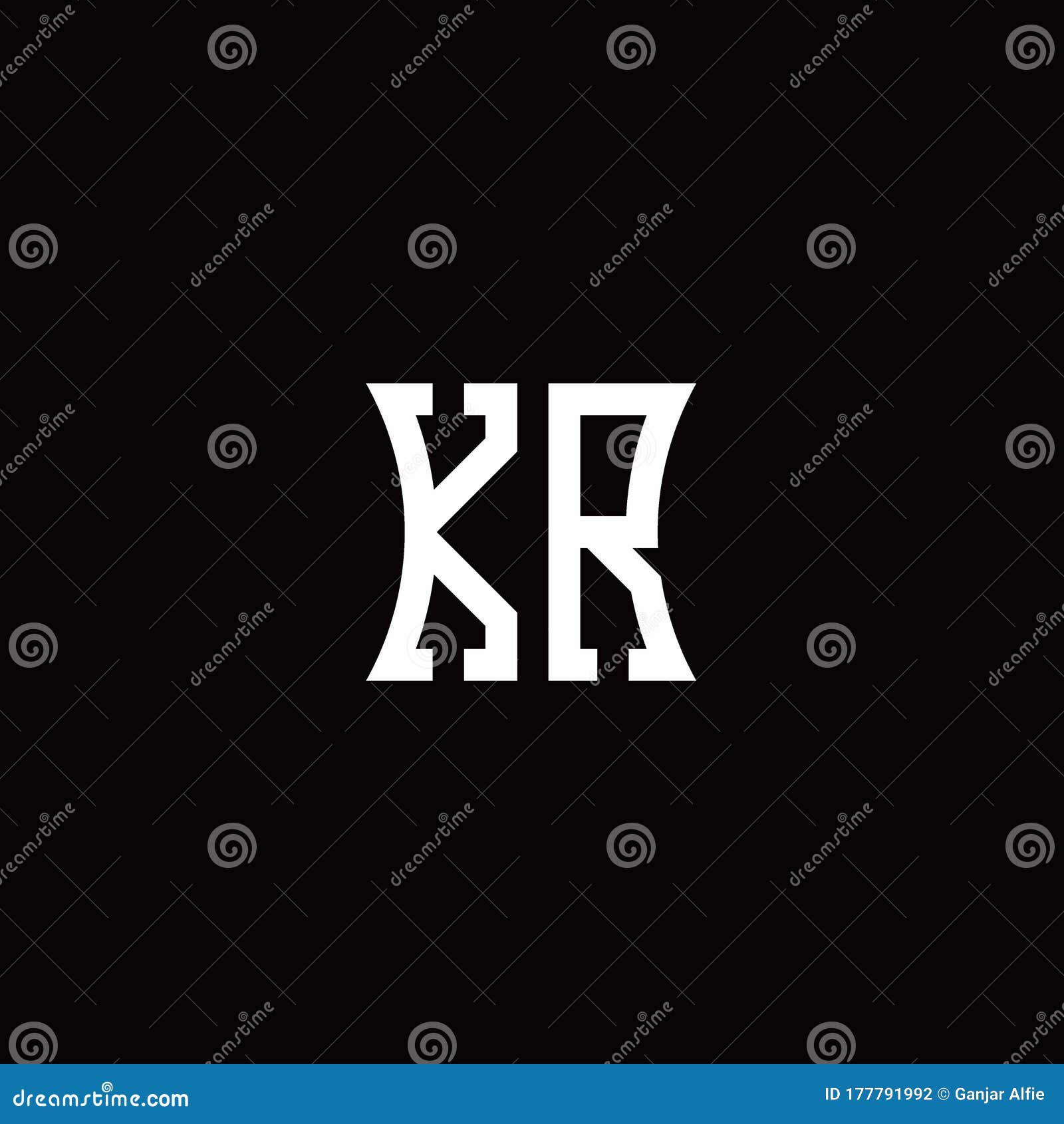 KR Monogram Logo Letter with Curved Side Style Stock Vector ...