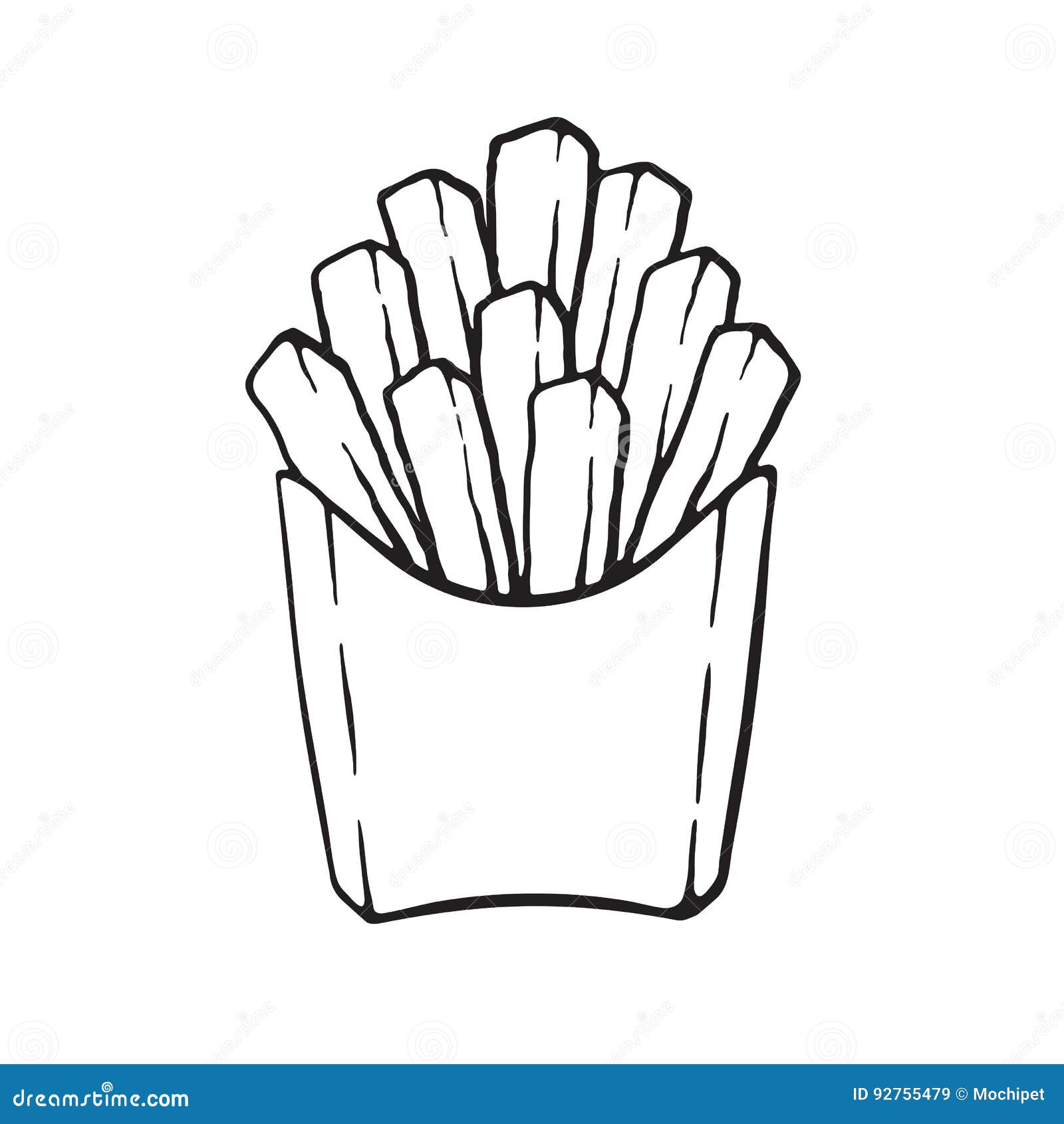 Krabbel Van Frieten in Een Document Pak Vector Illustratie ...