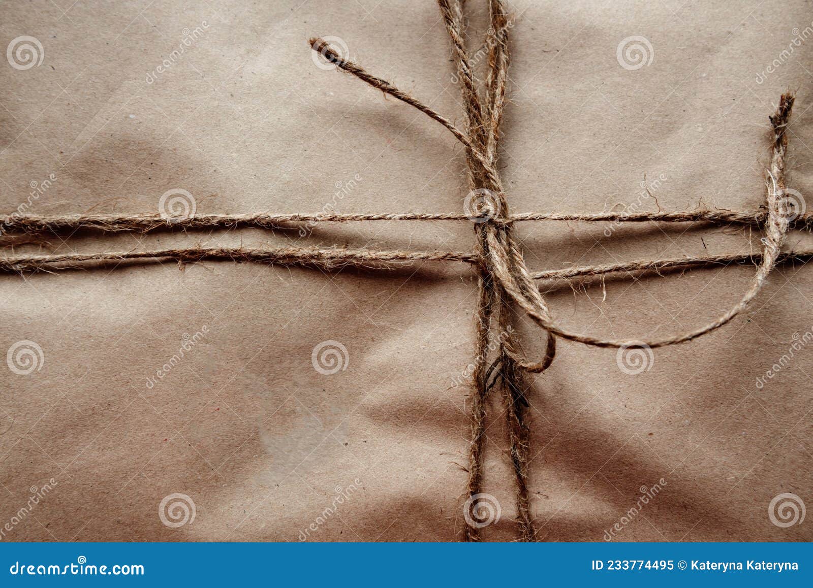 Kraft Brown Paper Envelopes Tied with Brown Rope Stock Image - Image of ...