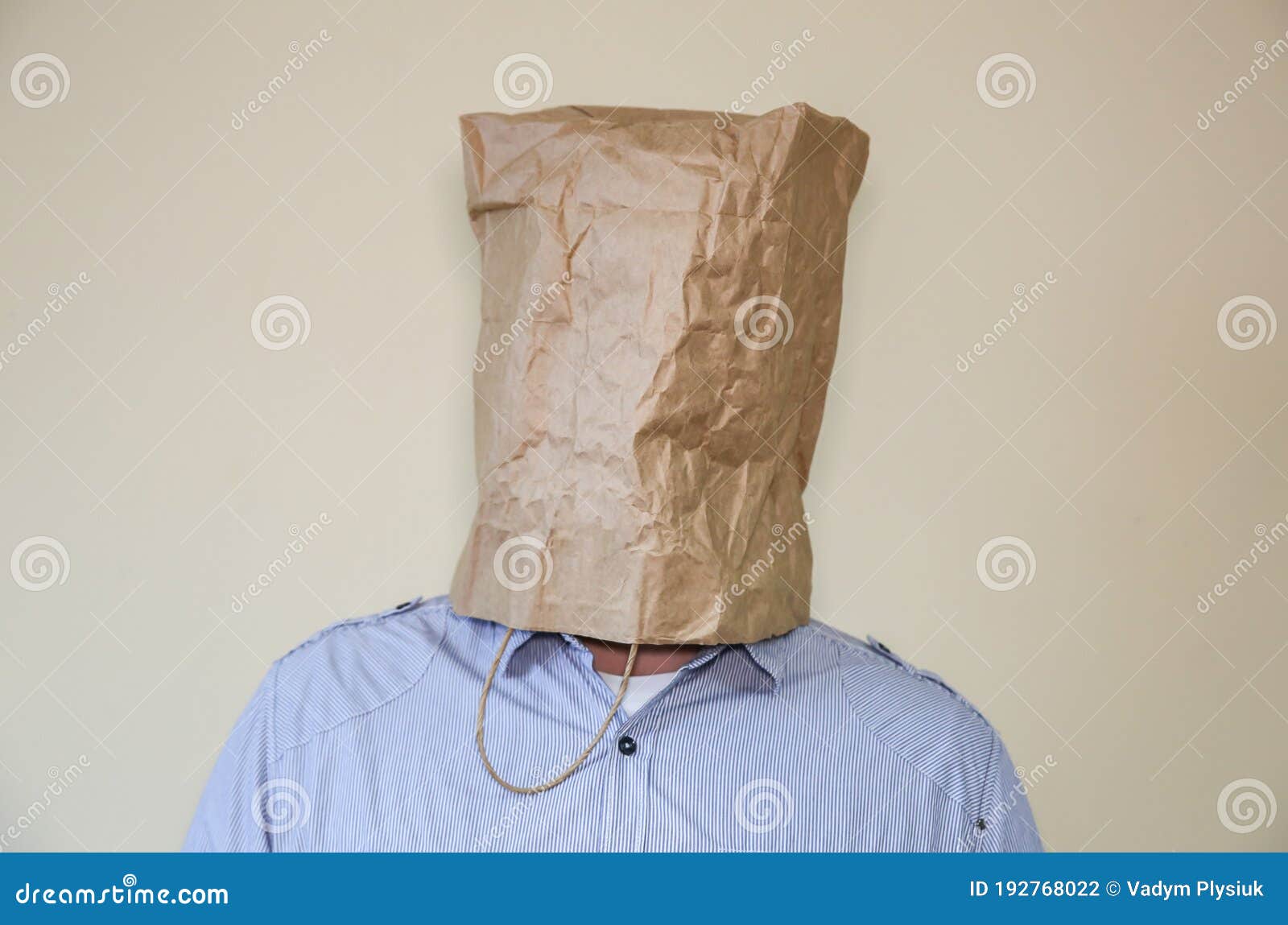 Kraft Paper Bag is on the Man`s Head Stock Photo - Image of paper ...