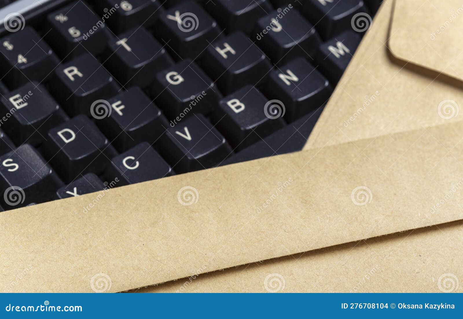 Kraft Paper Envelopes and Emails with Computer Keyboard Stock Photo ...