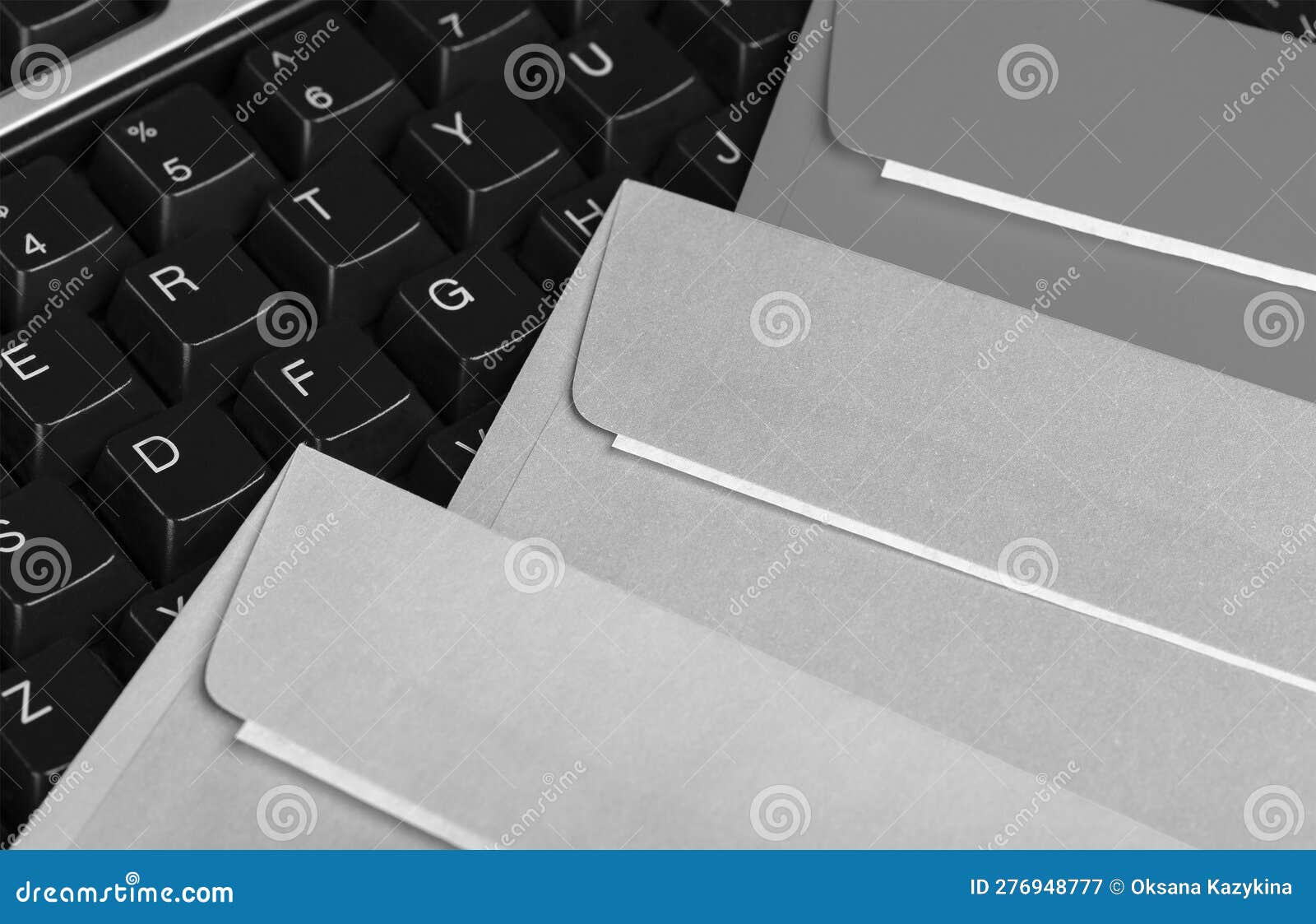 Kraft Paper Envelopes and Emails with Computer Keyboard Stock Image ...