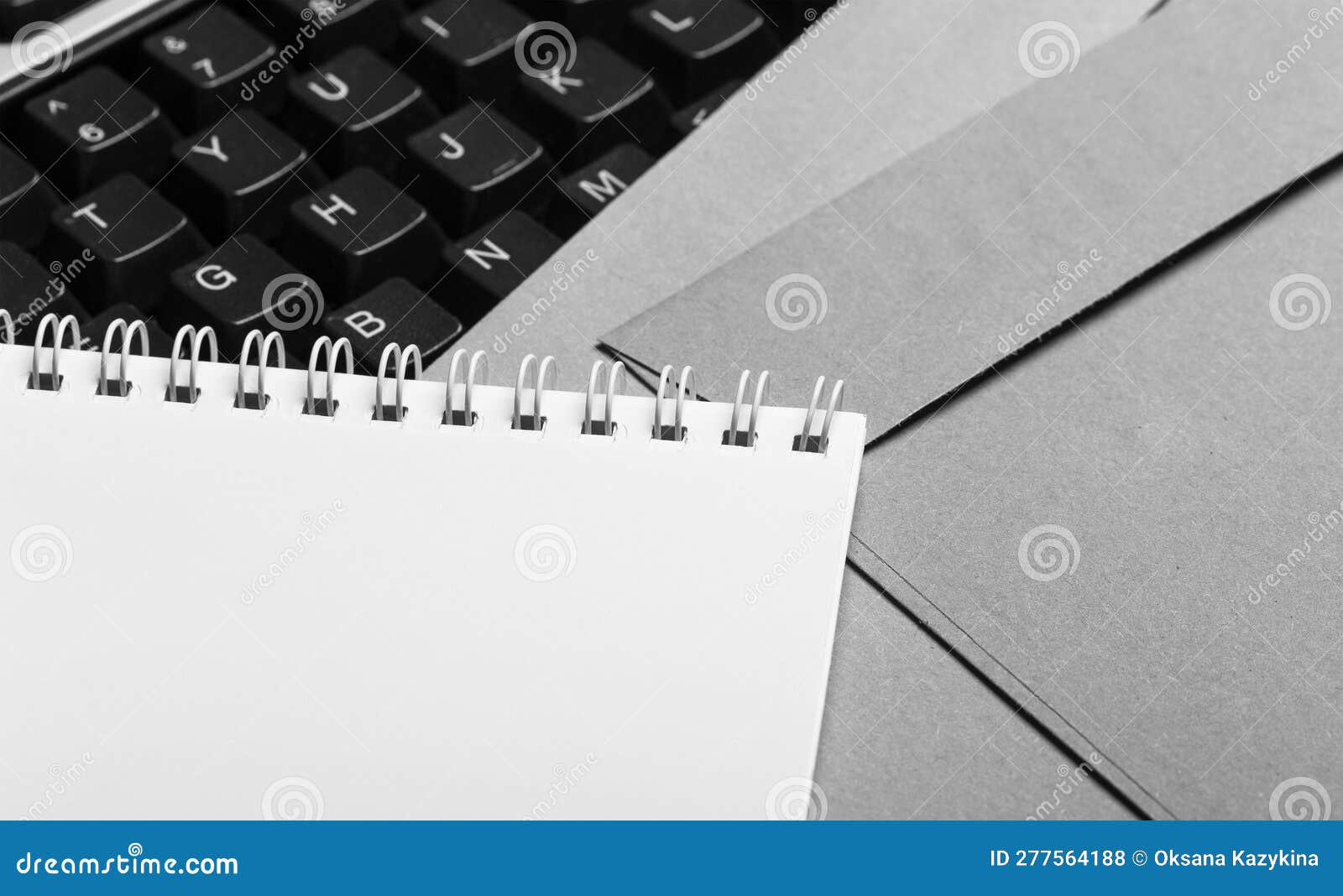Kraft Paper Envelopes and Emails with Computer Keyboard Stock Photo ...