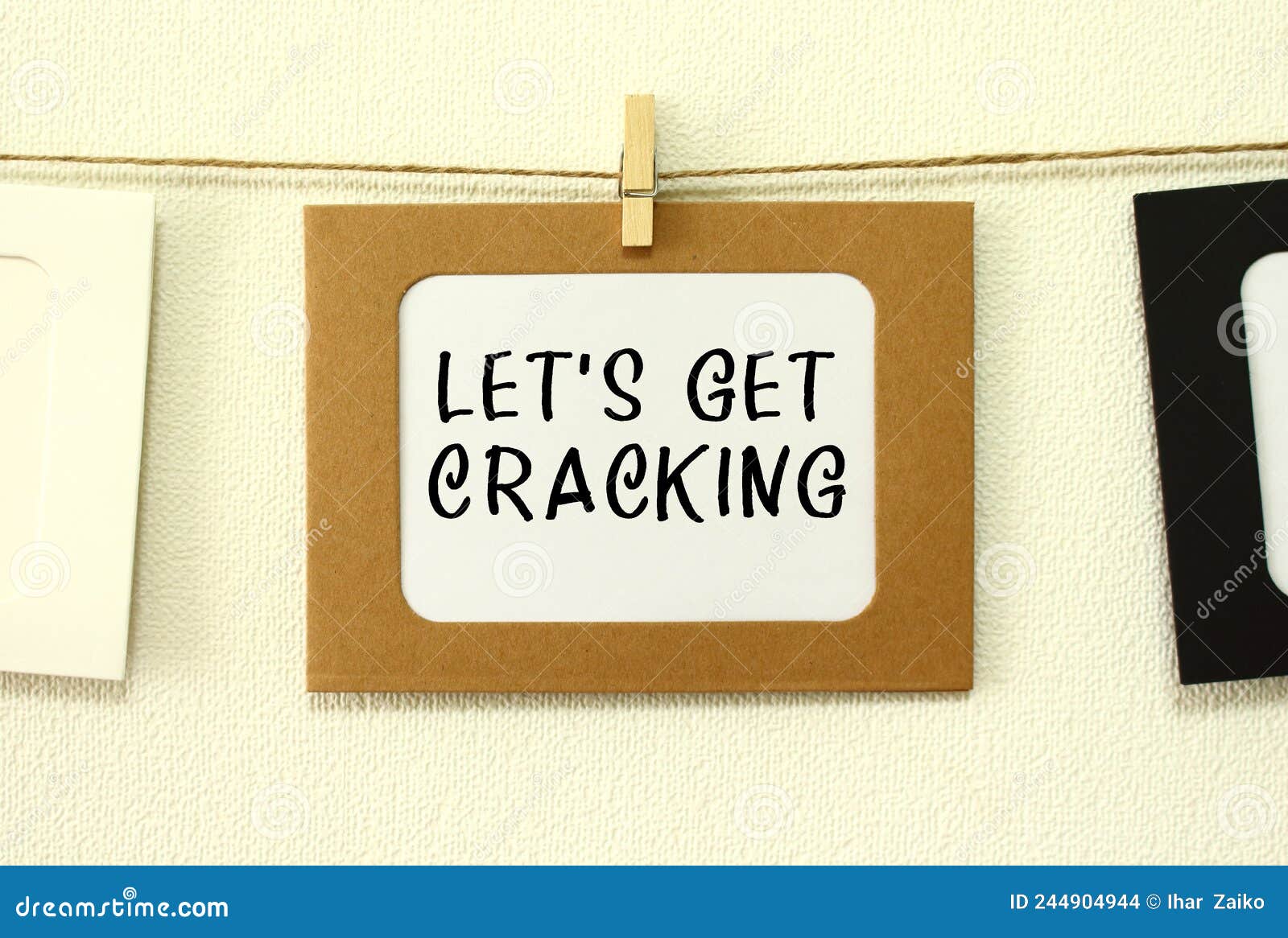 Kraft Paper Frame Hanging on Lacing on White Wall Background. in the ...