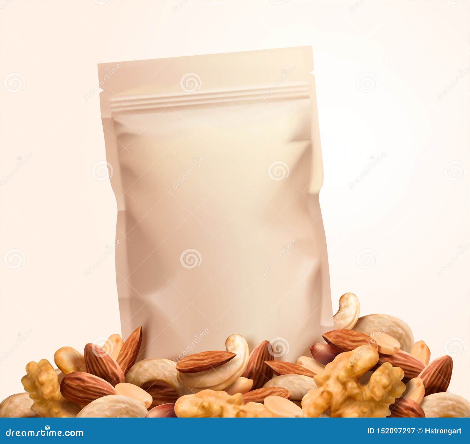 Paper Snack Bag. Food Blank White Sachet, Packaging. 3d Vector Foil ...