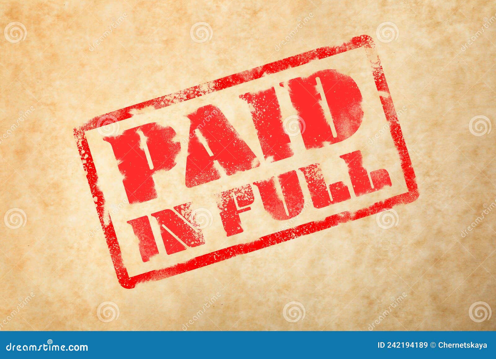 Kraft Paper with Stamp PAID in FULL, Top View Stock Image - Image of ...