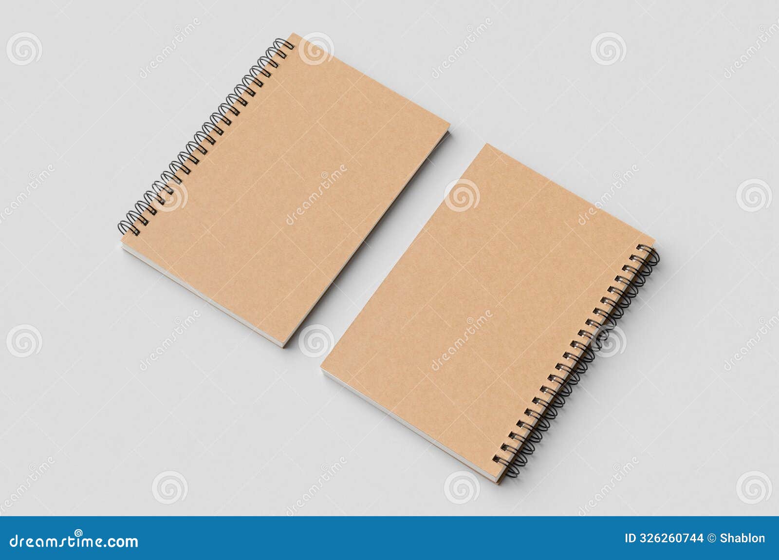 Kraft Spiral Notebook Mockup, Cover and Backside Stock Photo - Image of ...