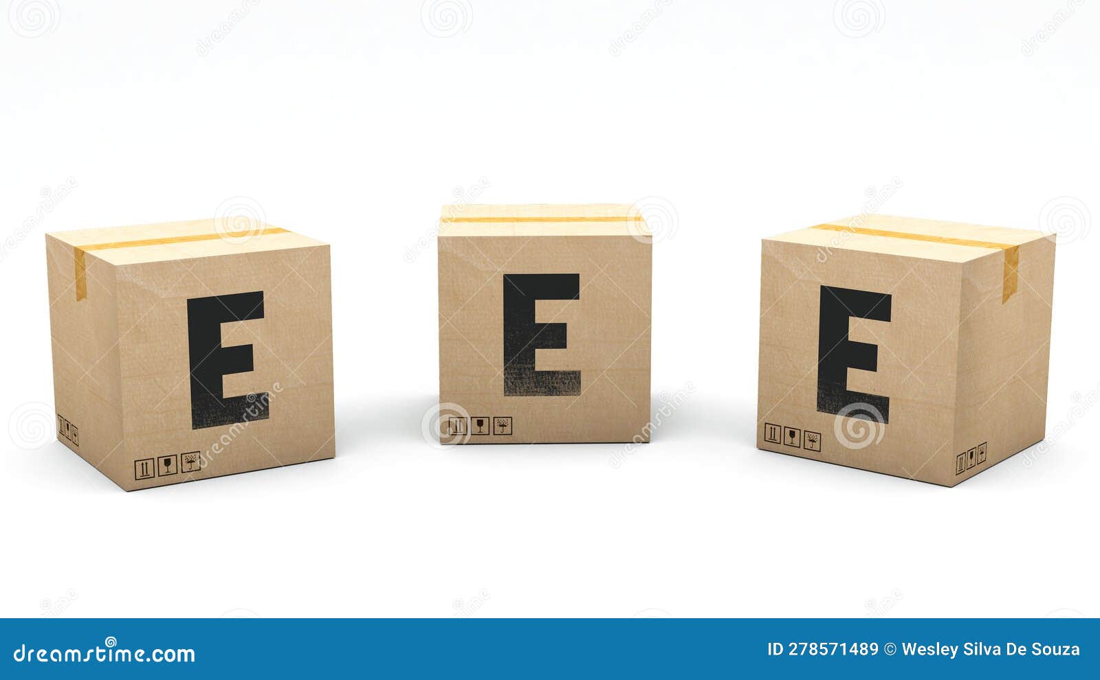 Krafte Box with the Letter E. Stock Illustration - Illustration of ...