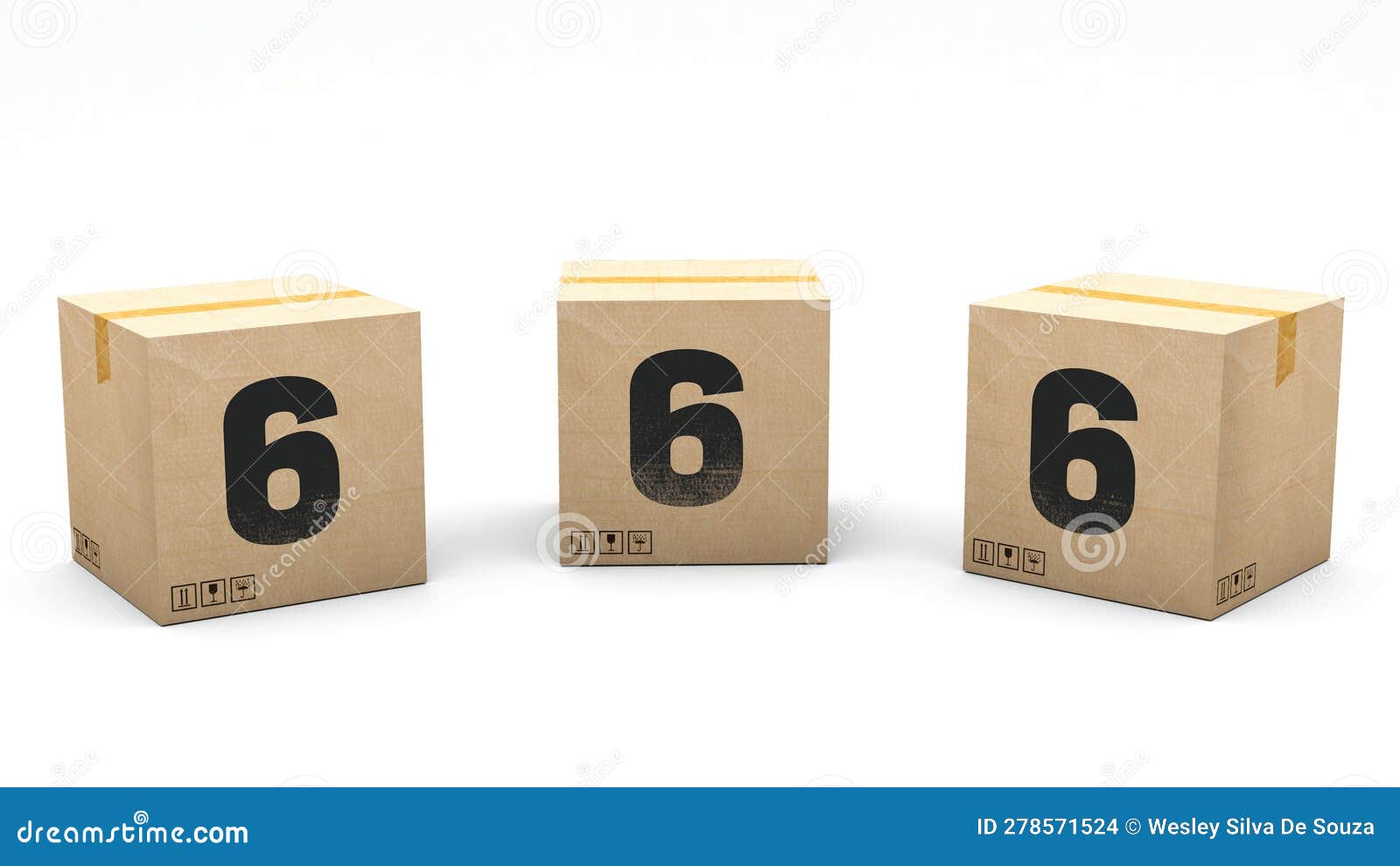 Krafte Box with the Number 6 Stock Illustration - Illustration of ...