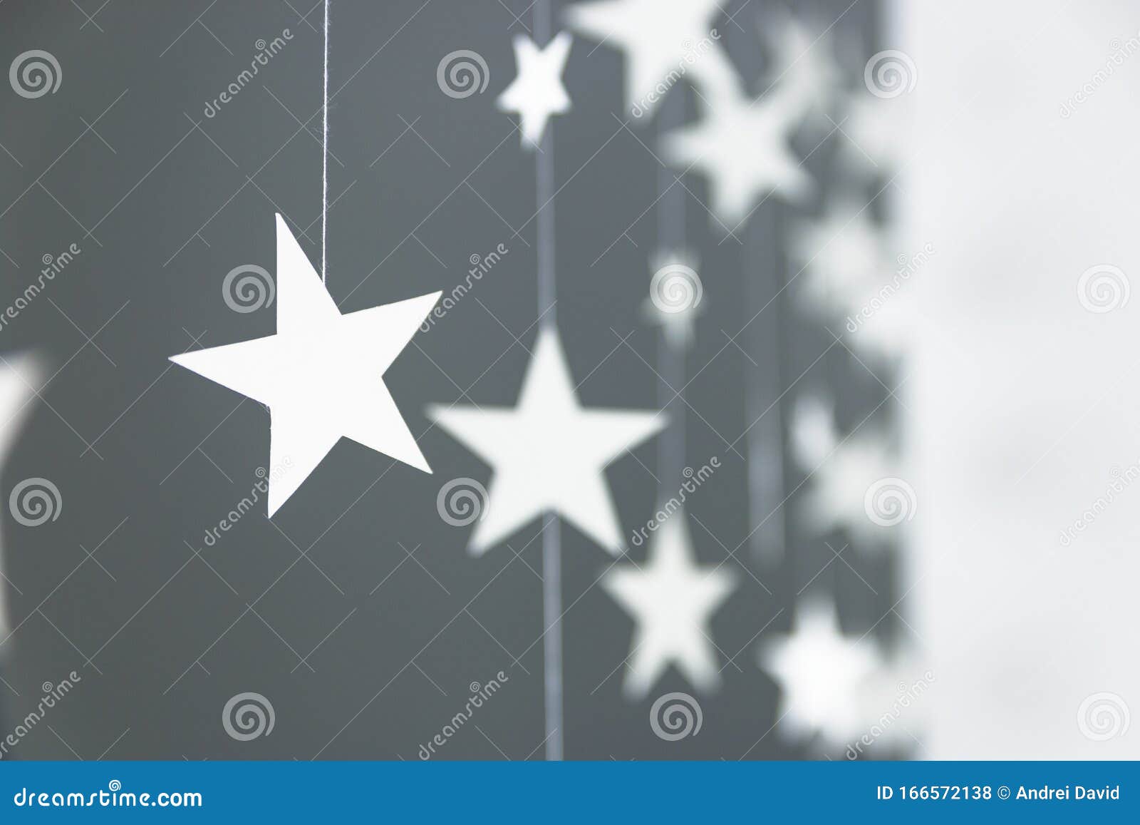 Krafted White Paper Stars on Strings Rope Stock Photo - Image of empty ...