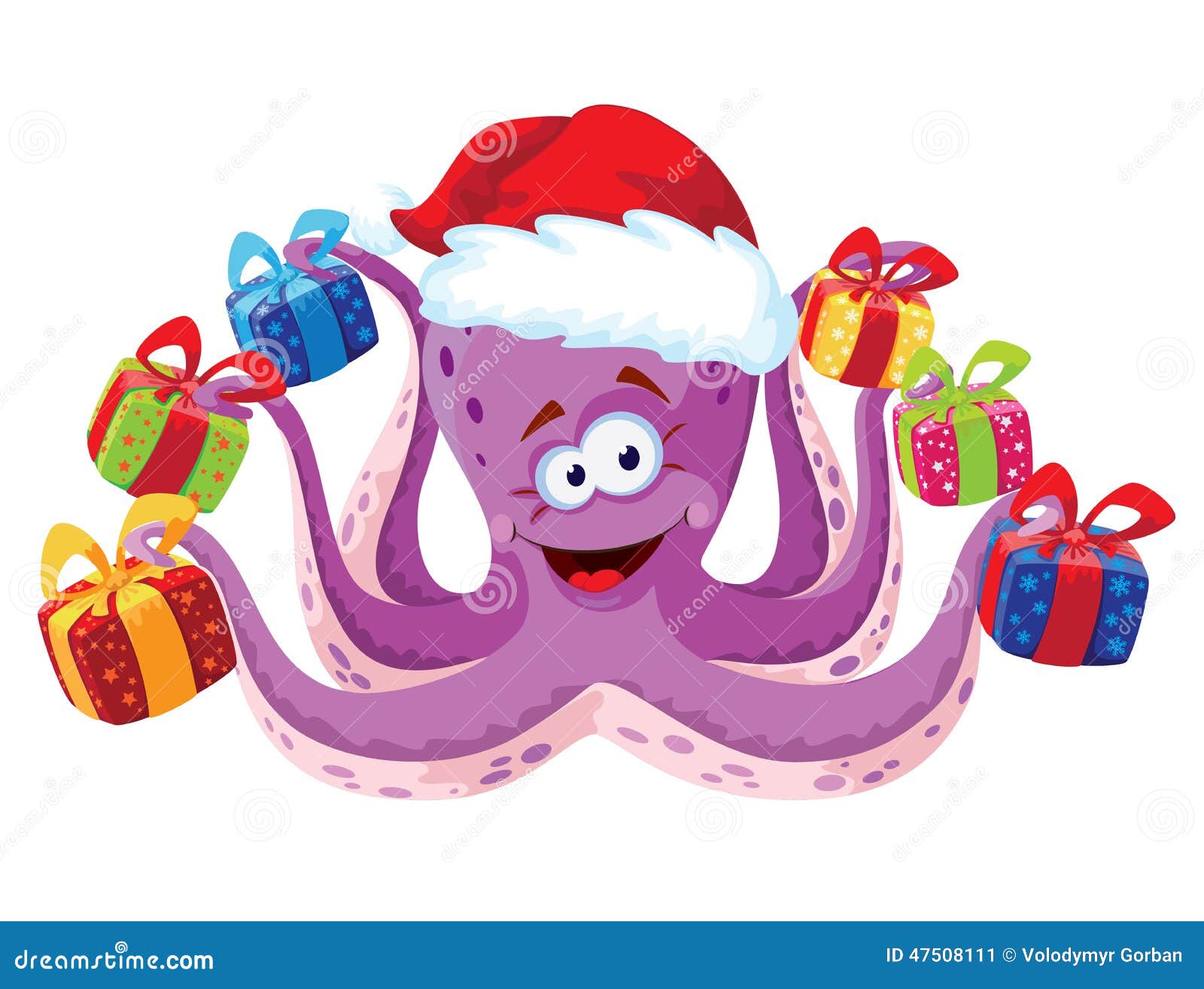 Krake mit Geschenken vektor abbildung. Illustration von zicklein - 47508111