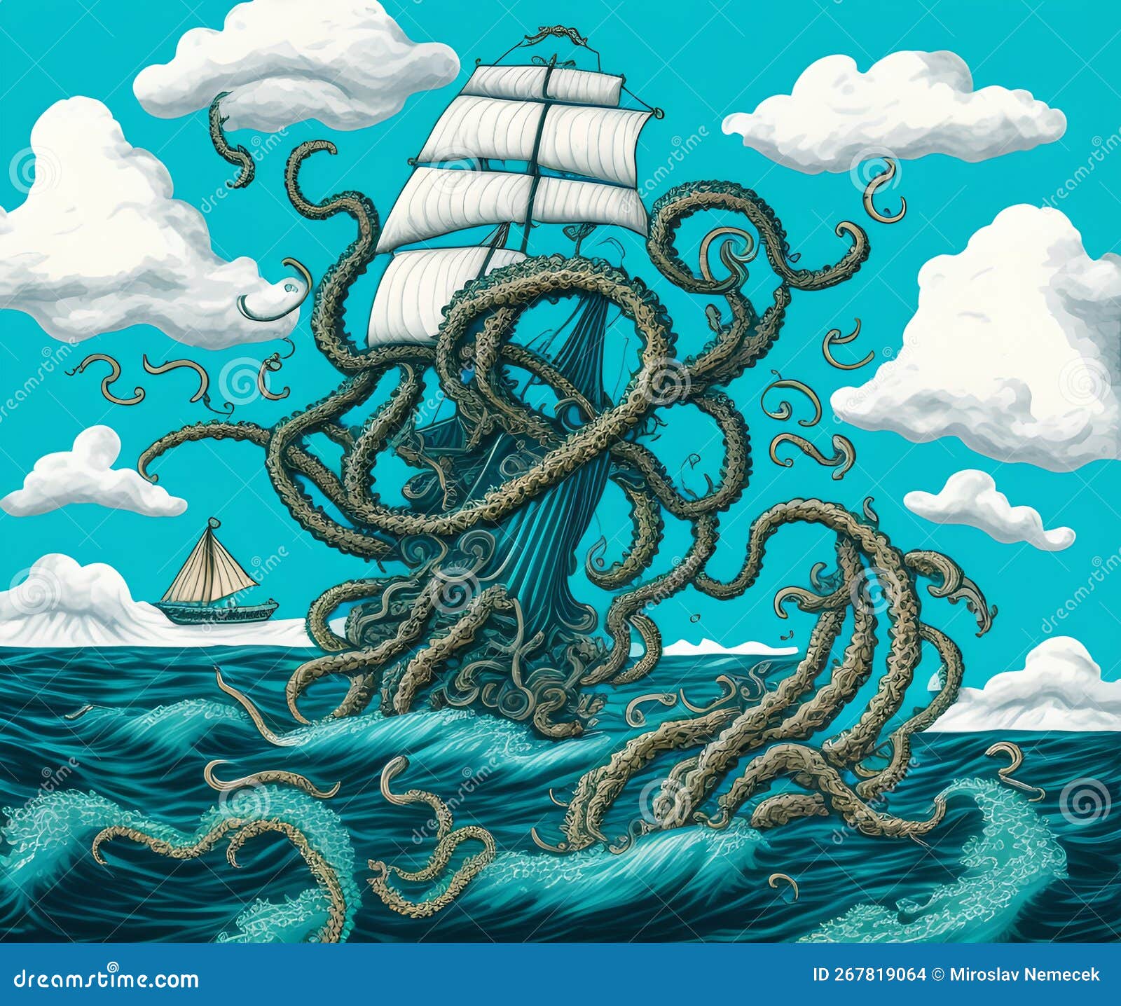 Kraken, Generative AI Illustration Stock Illustration - Illustration of ...
