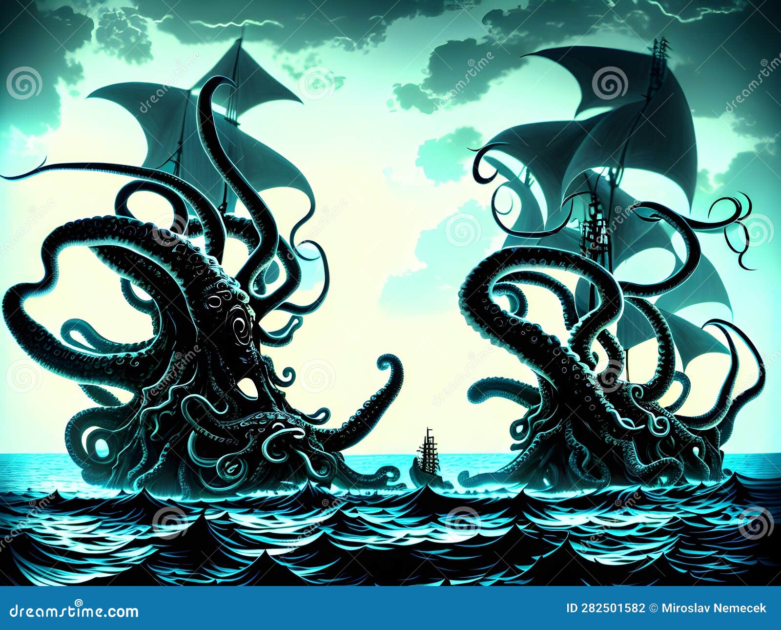 Kraken, Generative AI Illustration Stock Illustration - Illustration of ...