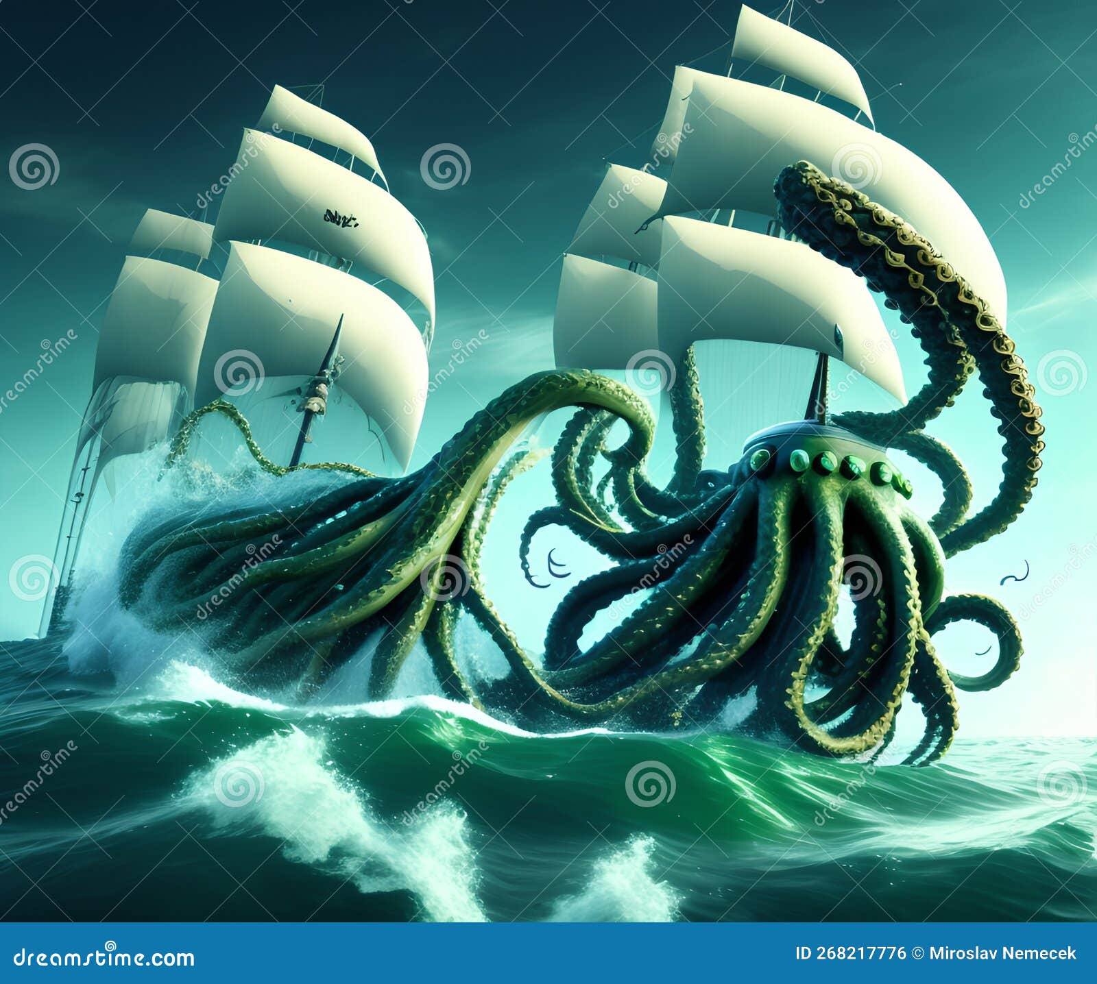 Kraken, Generative AI Illustration Stock Illustration - Illustration of ...