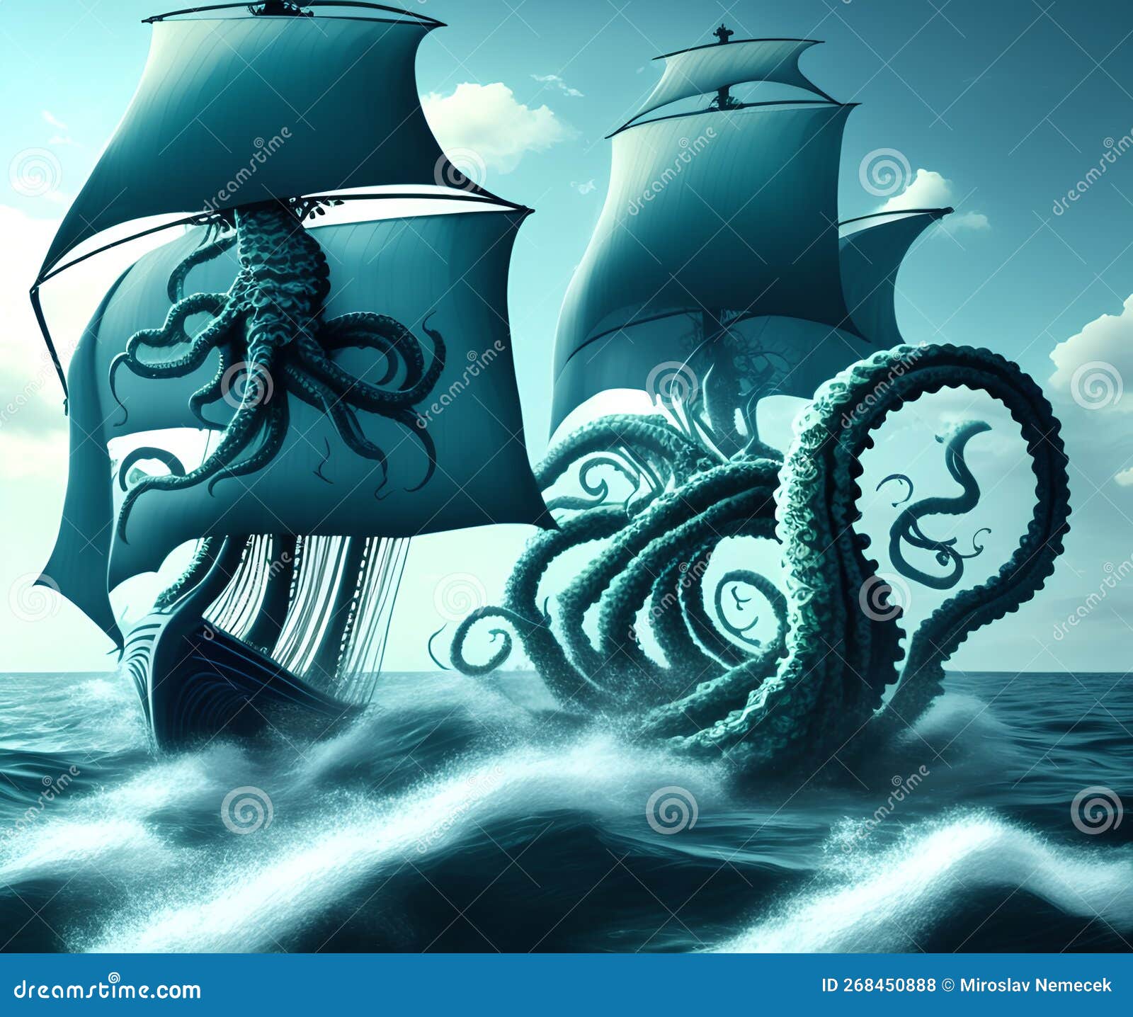Kraken, Generative AI Illustration Stock Illustration - Illustration of ...