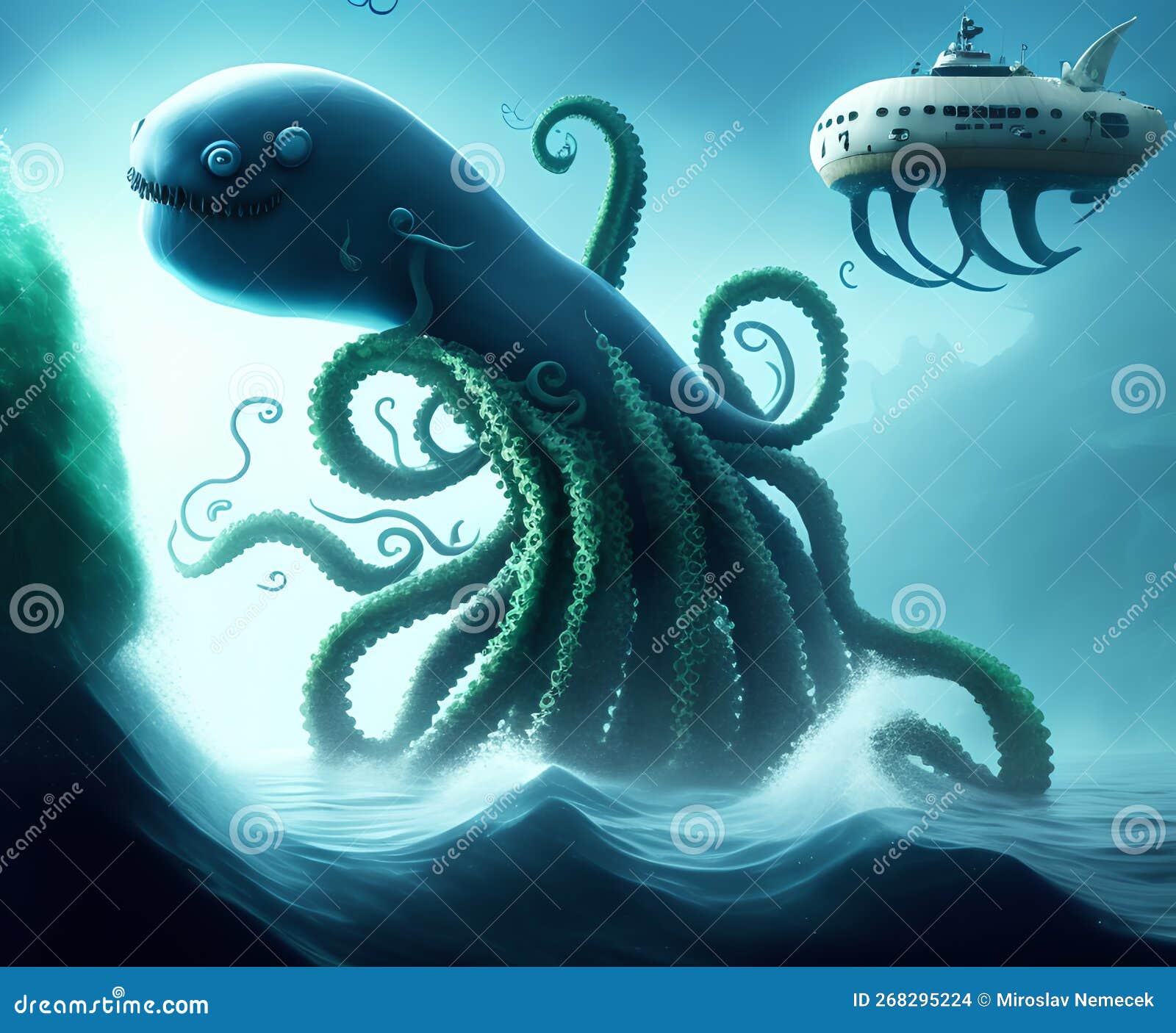 Kraken Octopus, Generative AI Illustration Stock Illustration ...