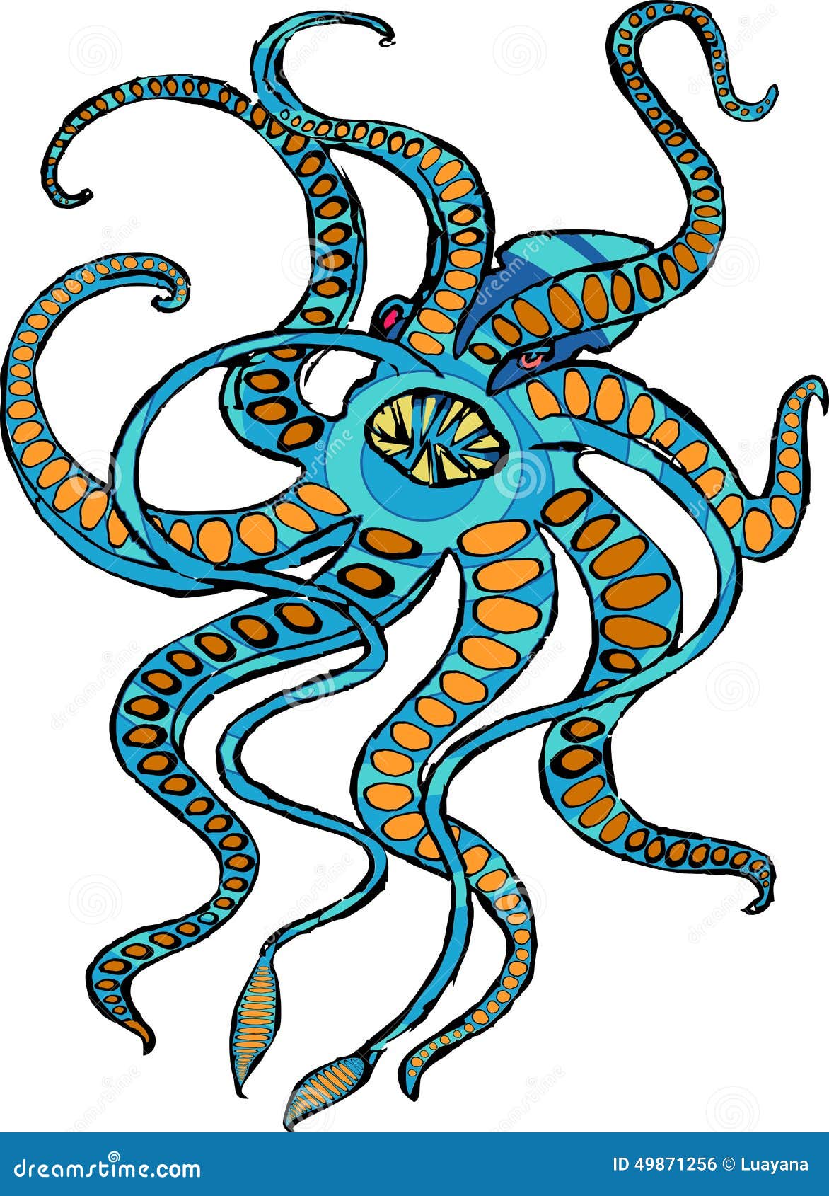 Kraken stock vector. Illustration of draw, horror, blue - 49871256