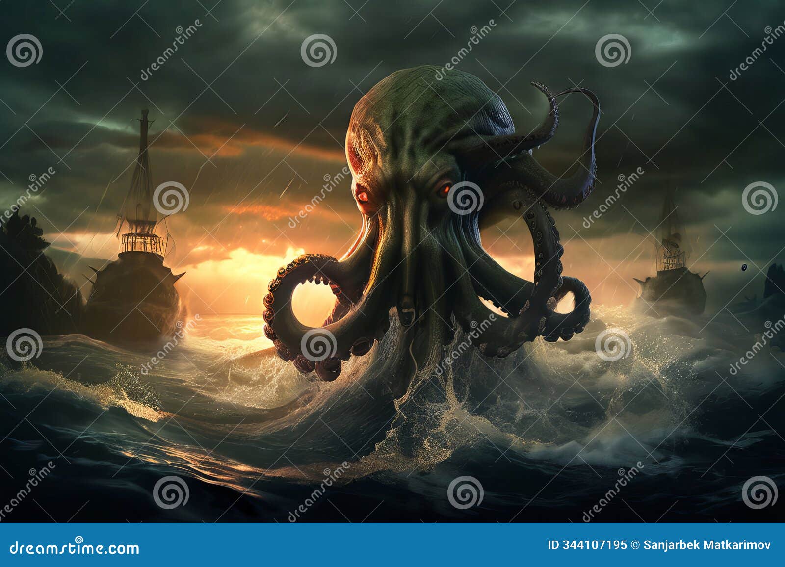 Kraken Tentacles Cartoon Vector Concepts. Squid Underwater Blank Text ...