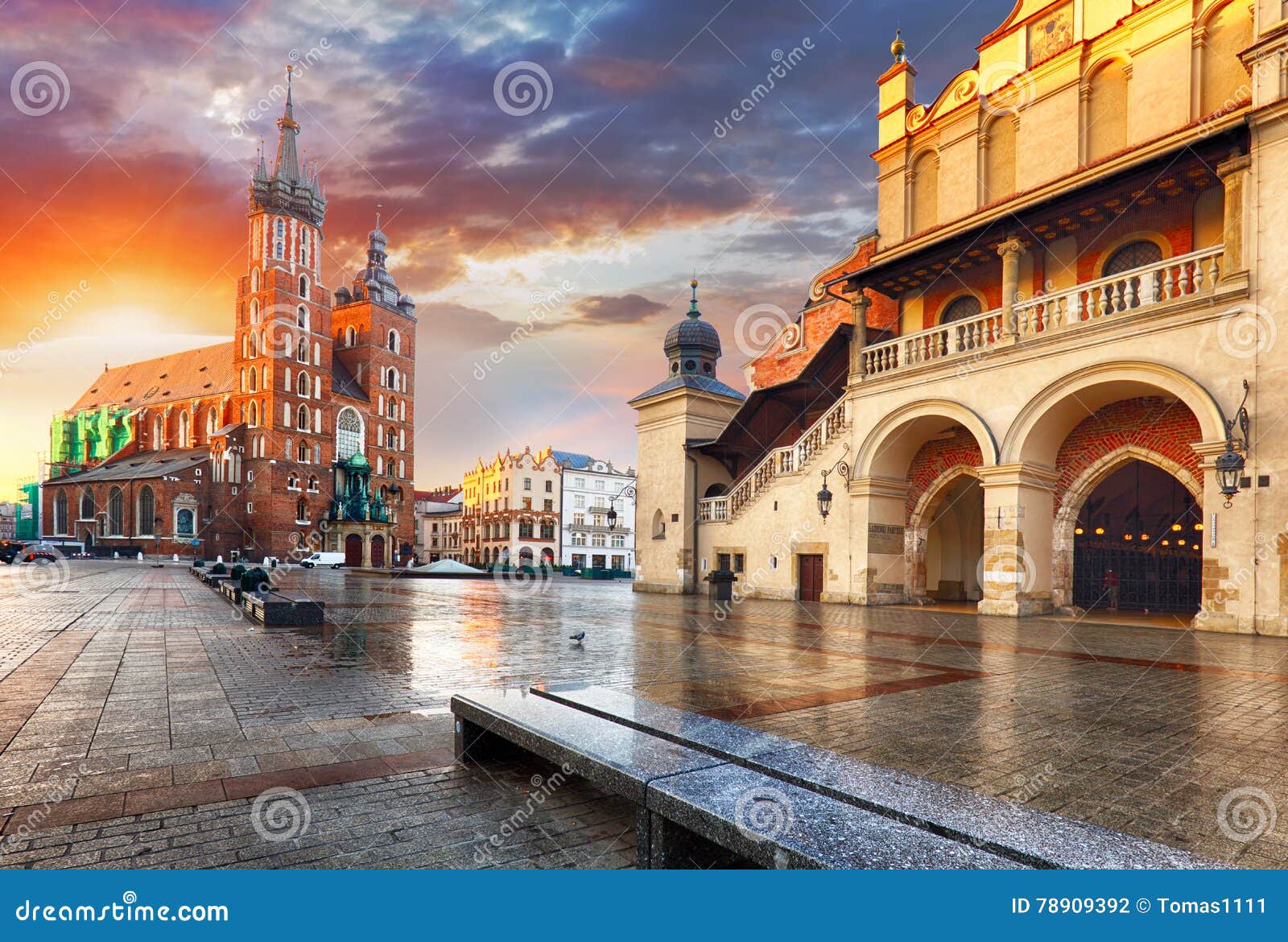 Krakow Market Square, Poland Stock Photo - Image of blue, market: 78909392