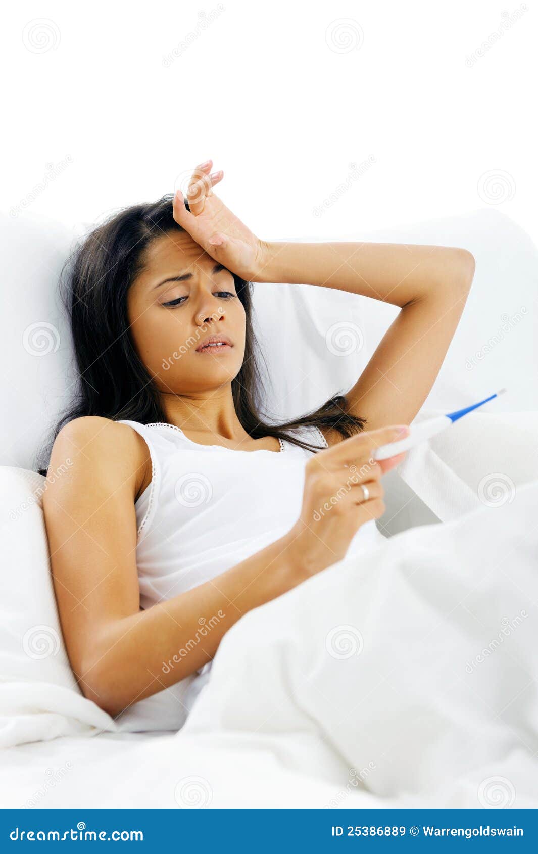 Kranke Frau stockbild. Bild von grippe, kopfschmerzen - 25386889