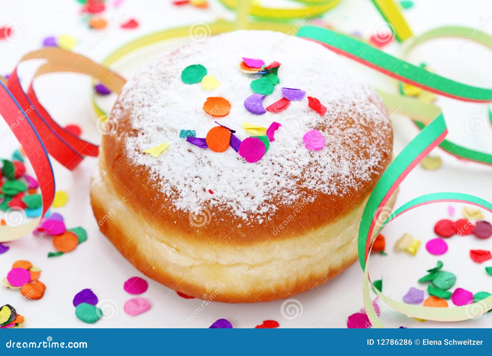 Krapfen stock photo. Image of streamer, stuffed, green - 12786286