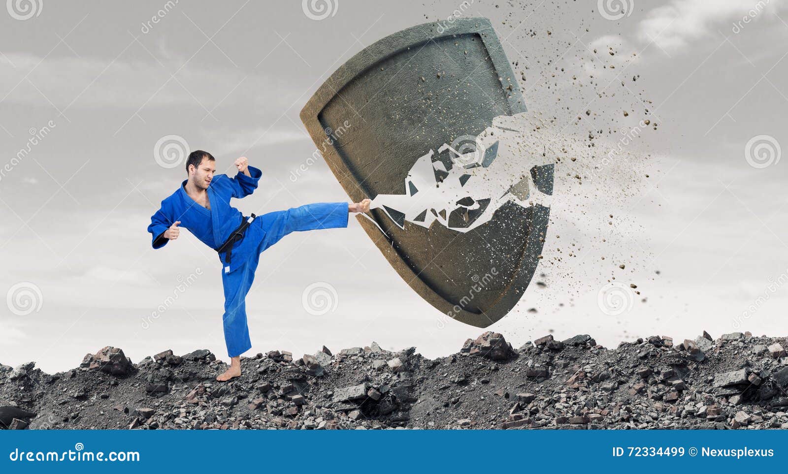 Krate man in action stock image. Image of standing, shield - 72334499