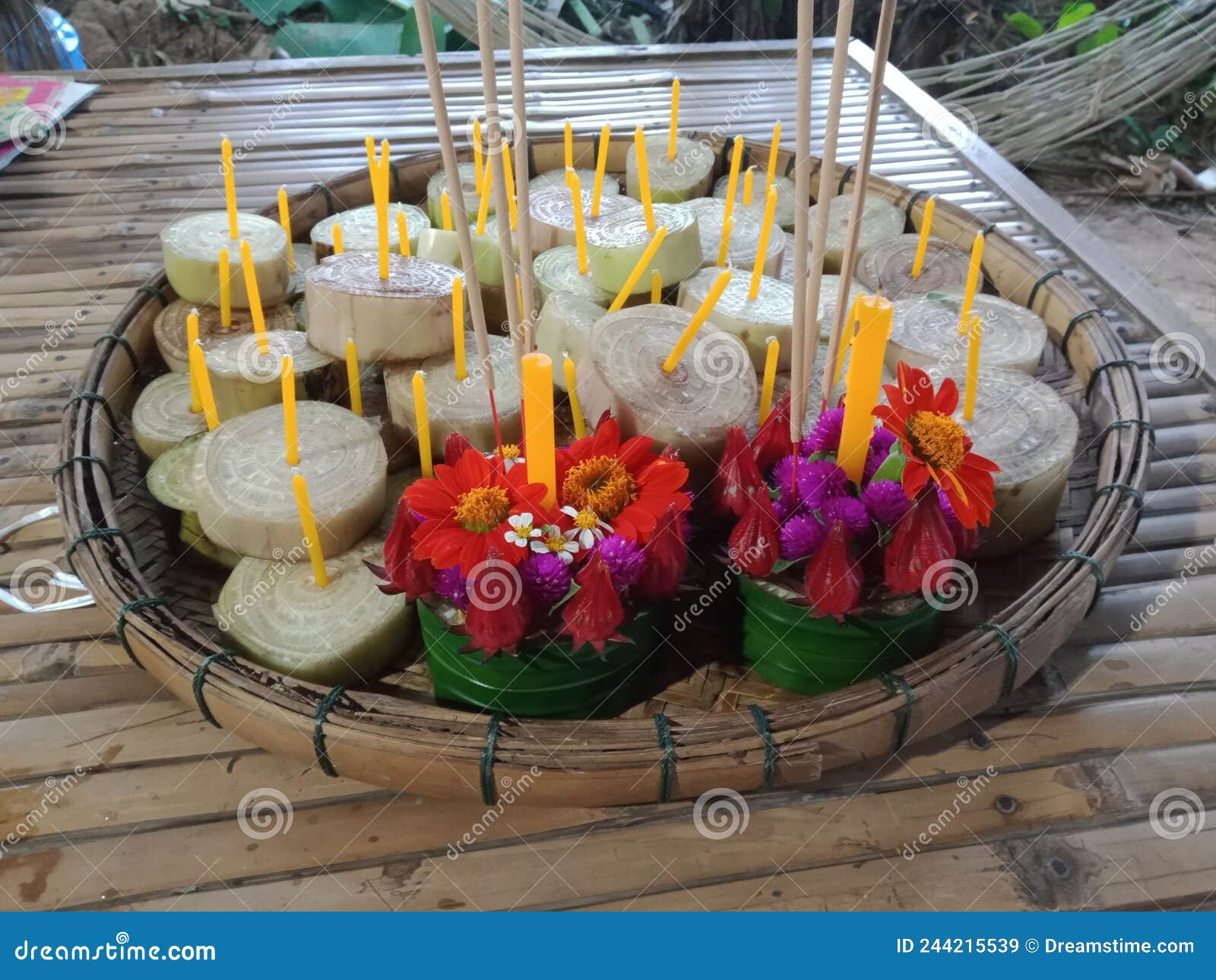 Krathong making equipment stock image. Image of equipment - 244215539