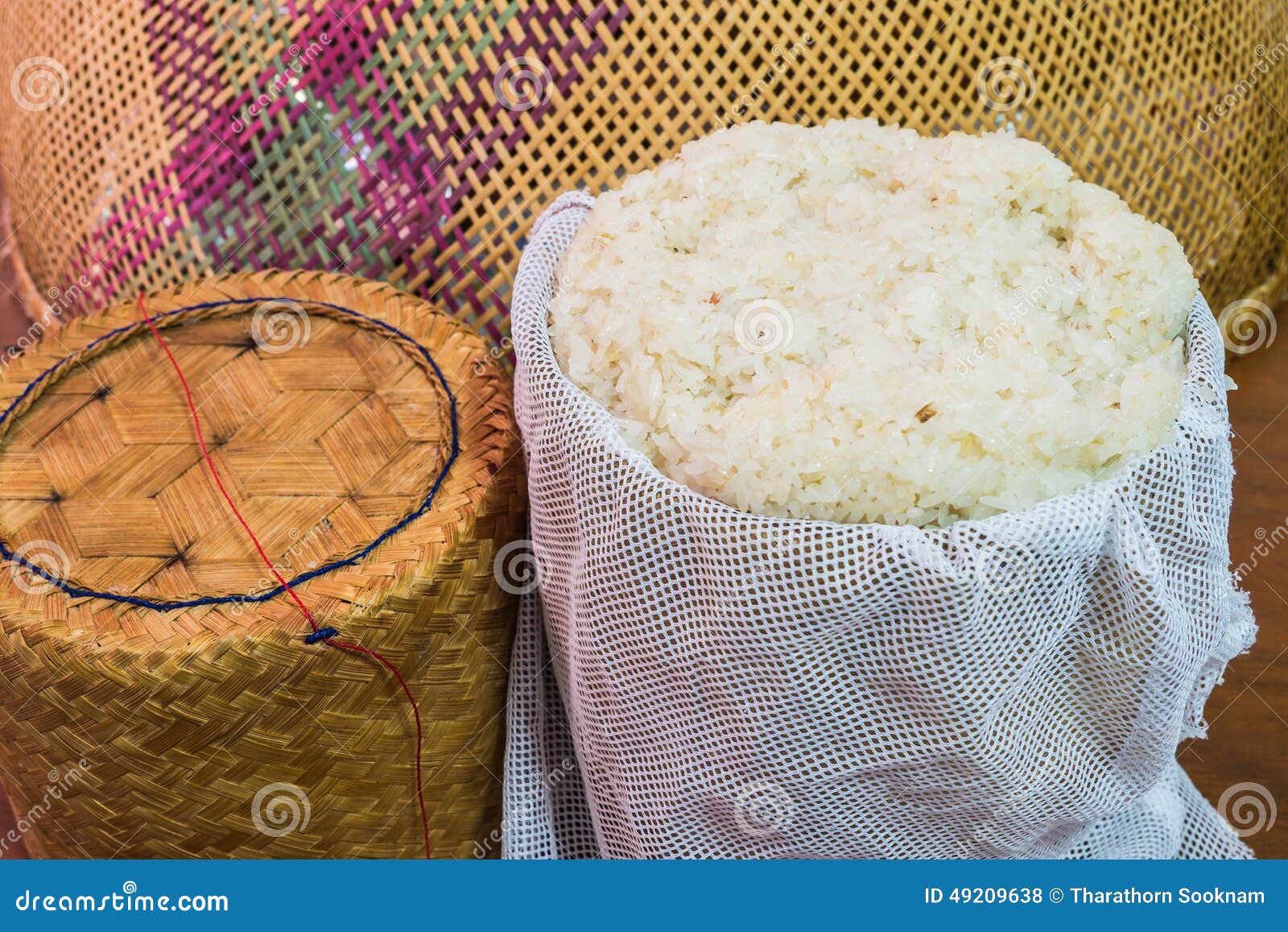 Kratib or Sticky Rice Containers Tableware. Stock Photo - Image of thai ...