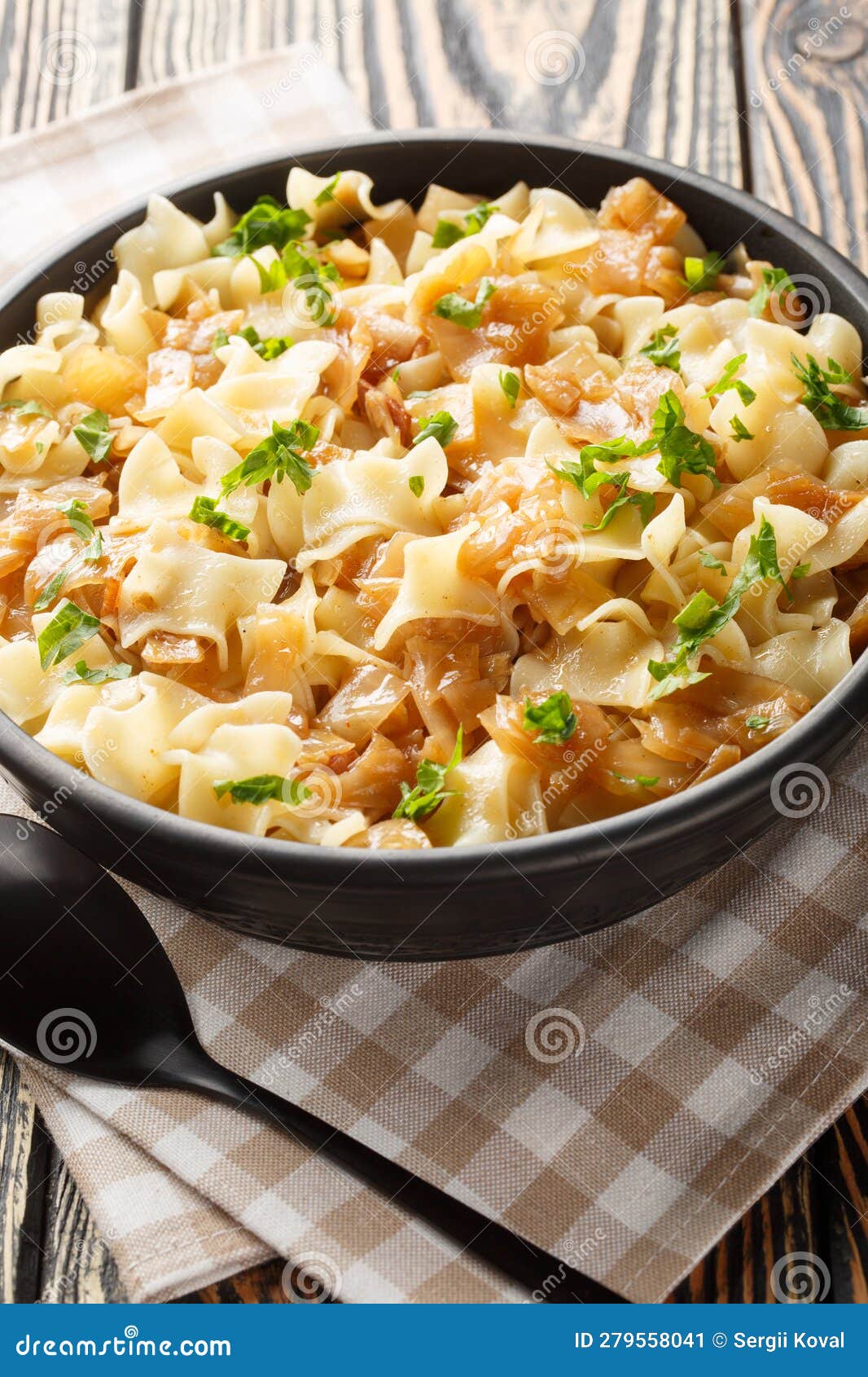 Krautfleckerl Austrian Noodles with Cabbage Closeup on the Bowl ...