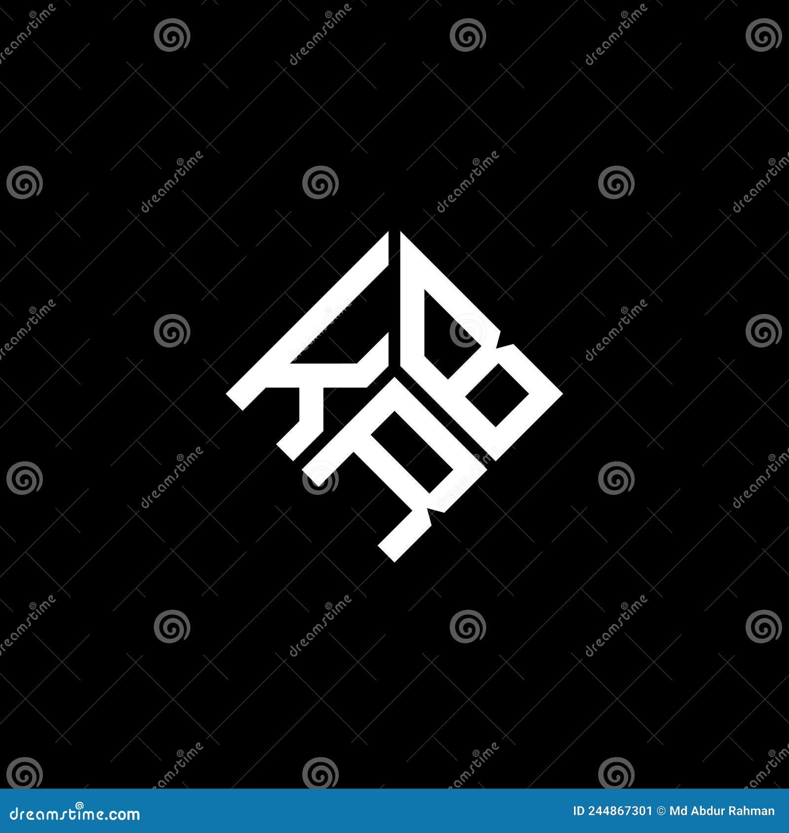 KRB Letter Logo Design on Black Background. KRB Creative Initials ...