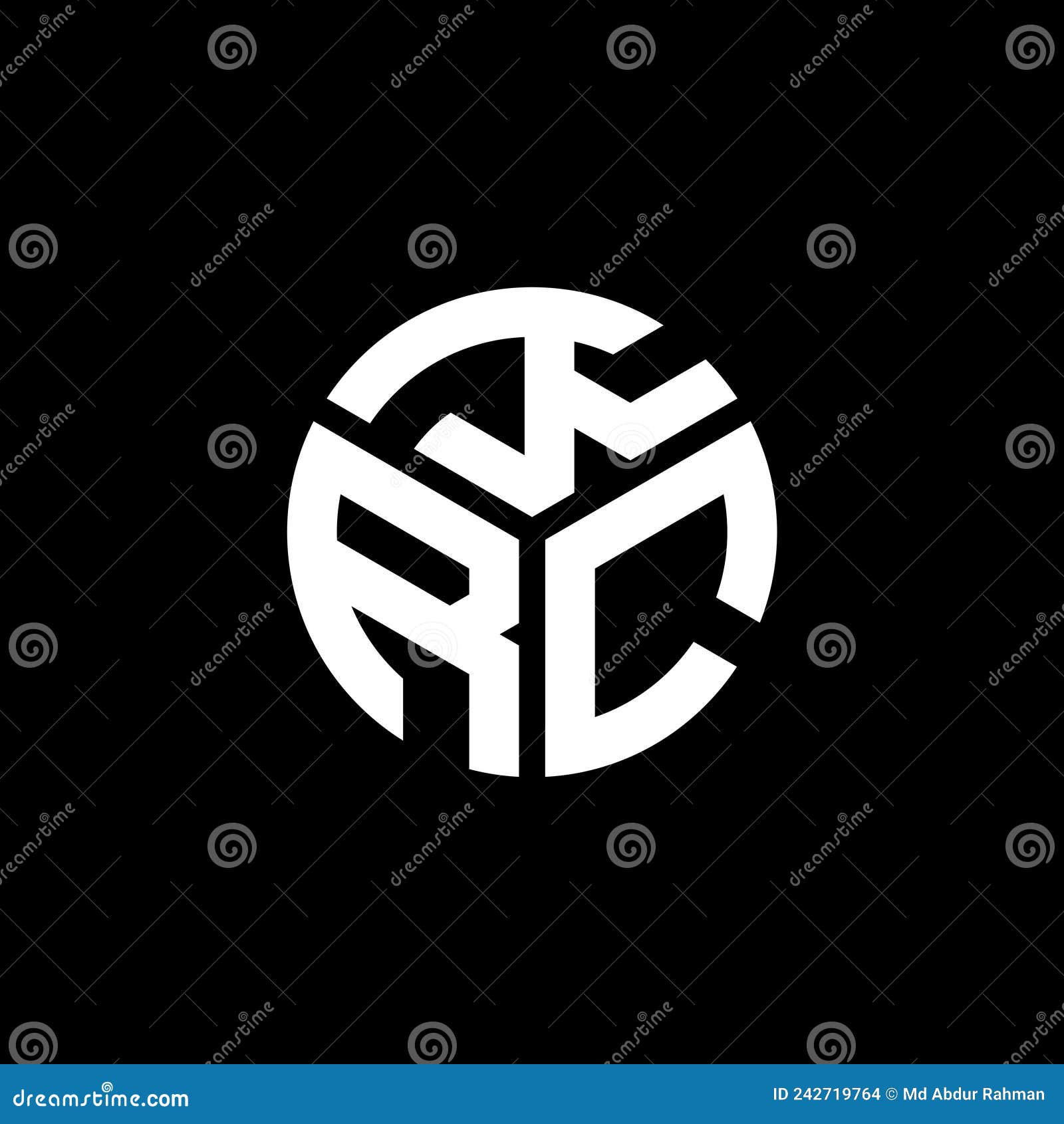 KRC Letter Logo Design on Black Background. KRC Creative Initials ...
