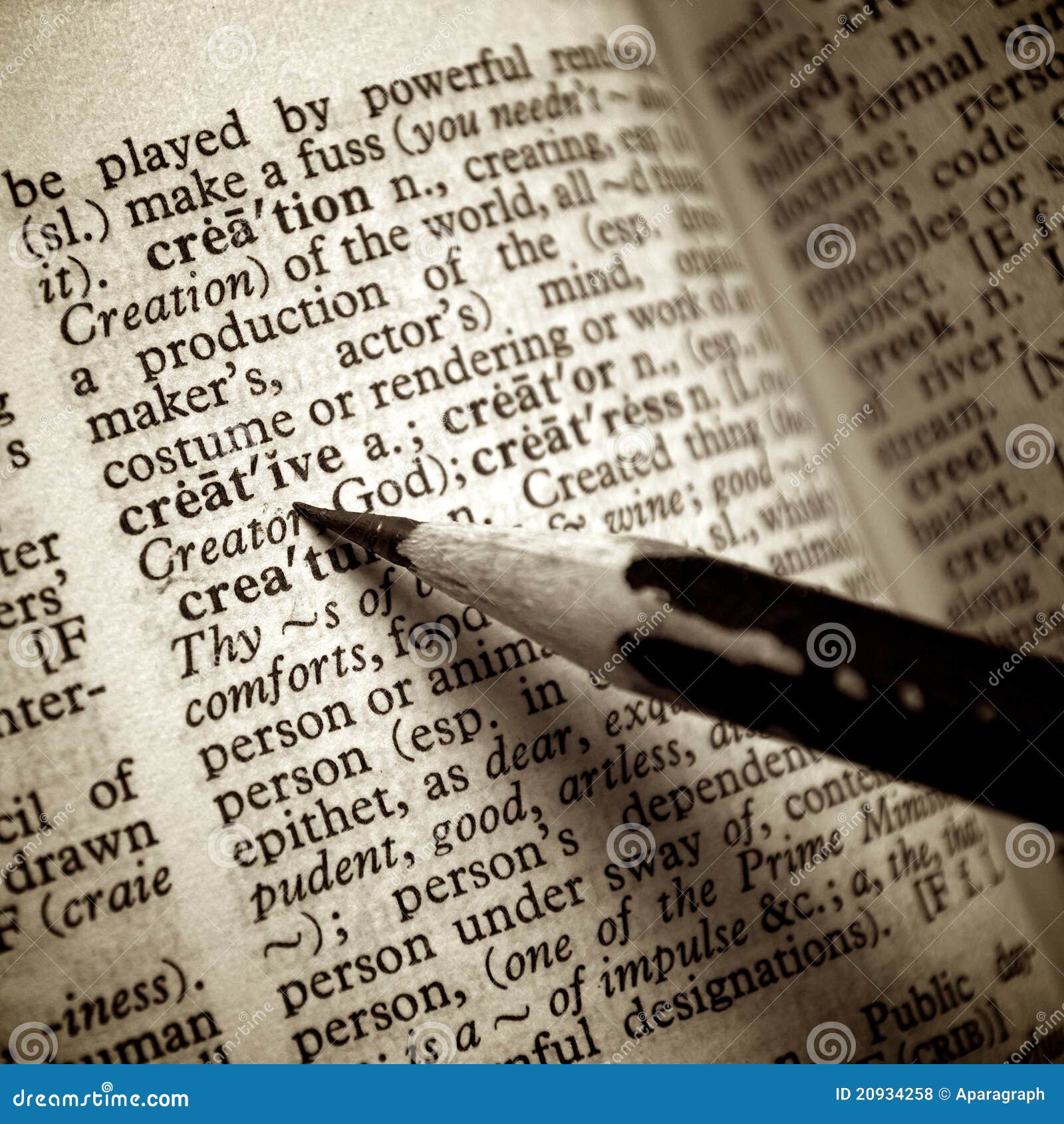 Kreative Definition Unterstrichen Durch Bleistift Stockfoto - Bild von ...