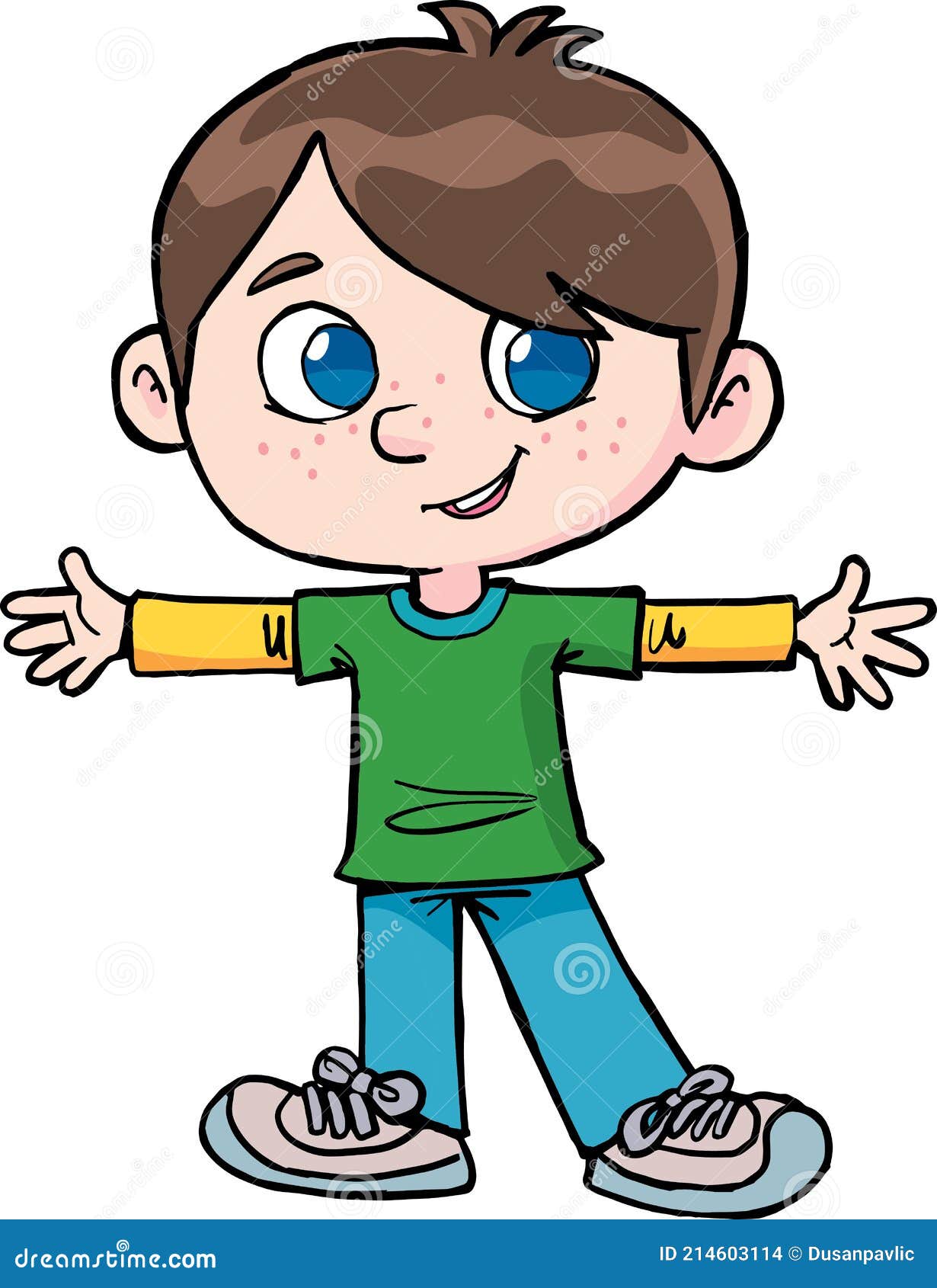 Boy with outstretched arms stock vector. Illustration of arms - 214603114