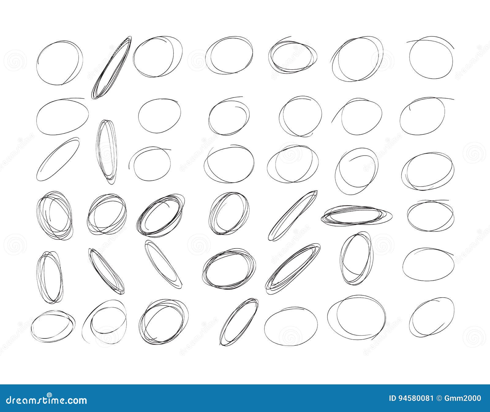 Kreise Vector Satz Der Hand Gezeichneten Gekritzelkreise Element Vektor ...