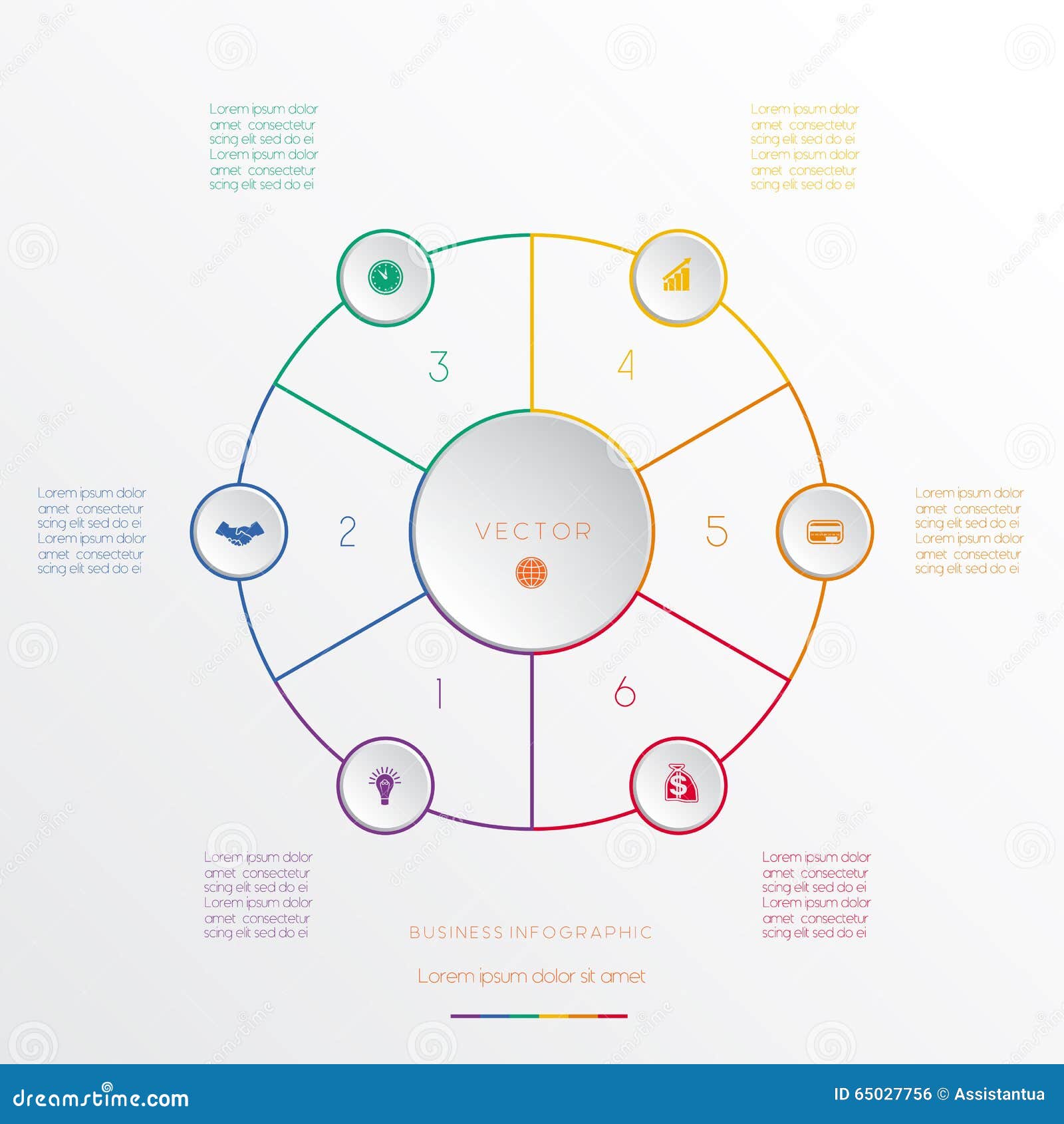 Kreist Infographic Sechs Positionen Ein Vektor Abbildung - Illustration ...