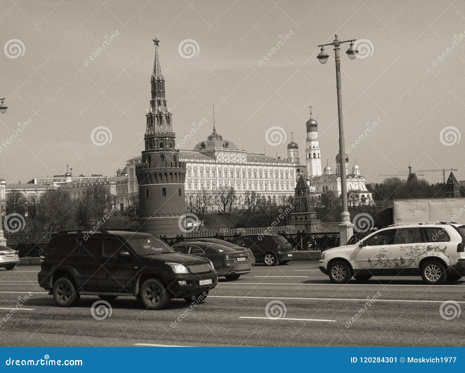 The Kremlin , the Black-and-white Photo Editorial Photo - Image of ...