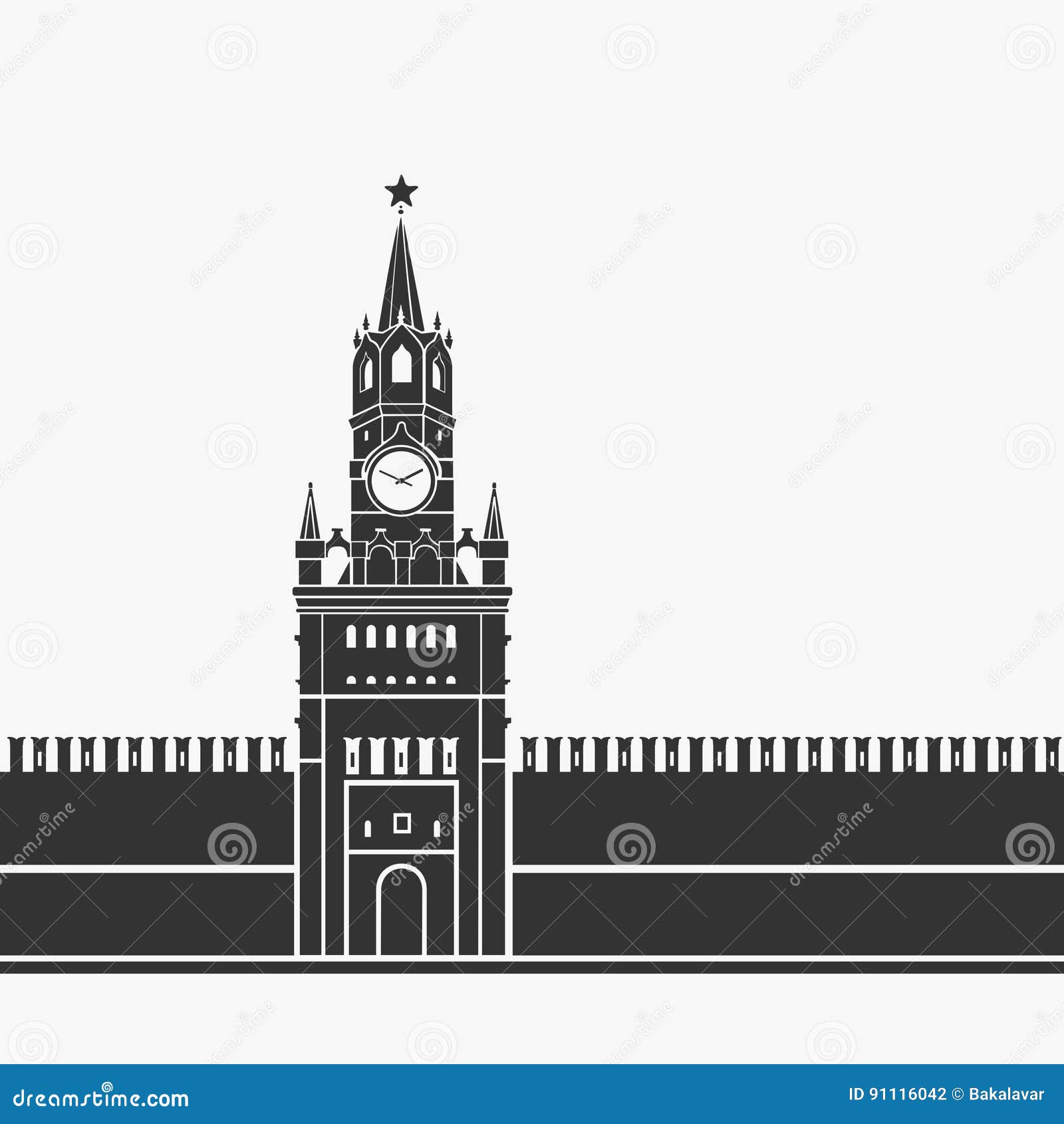 Moscow Symbol Icon. Kremlin Clock Tower Isolated Vector Illustration ...