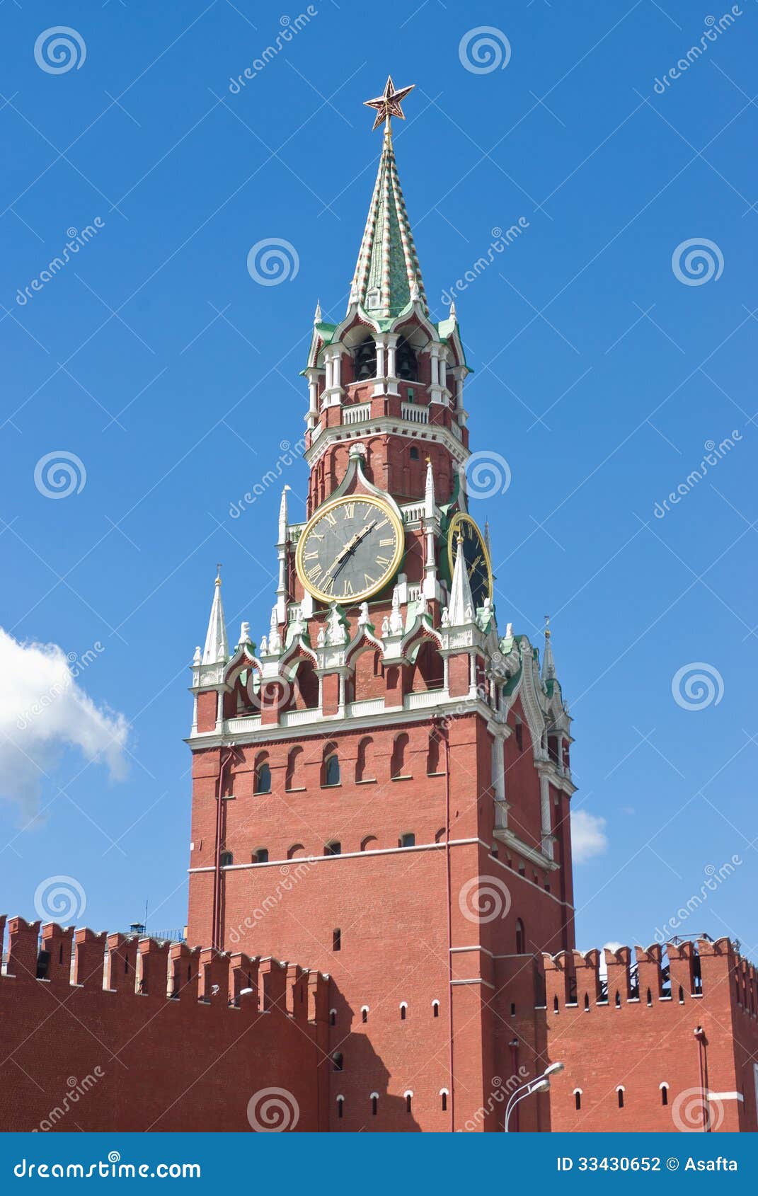 Kremlin clock tower stock photo. Image of capital, ornamental - 33430652