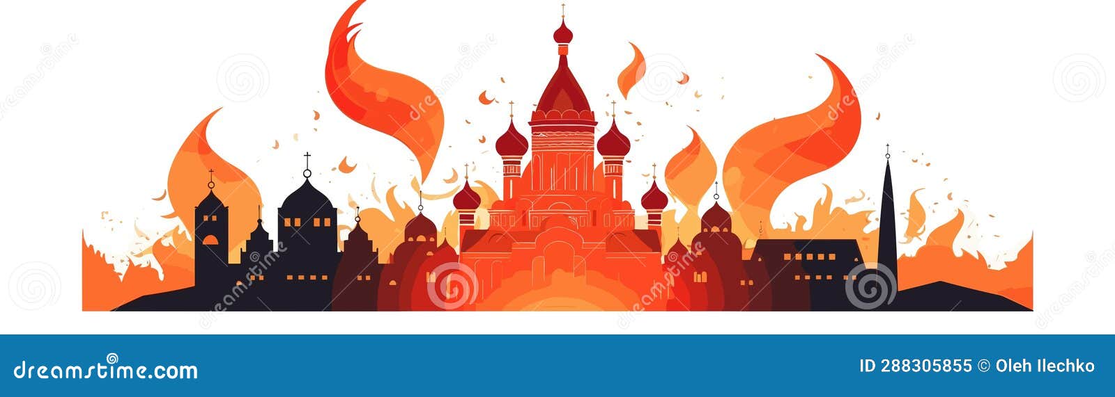 Kremlin on Fire Vector Flat Minimalistic Isolated Illustration Stock ...