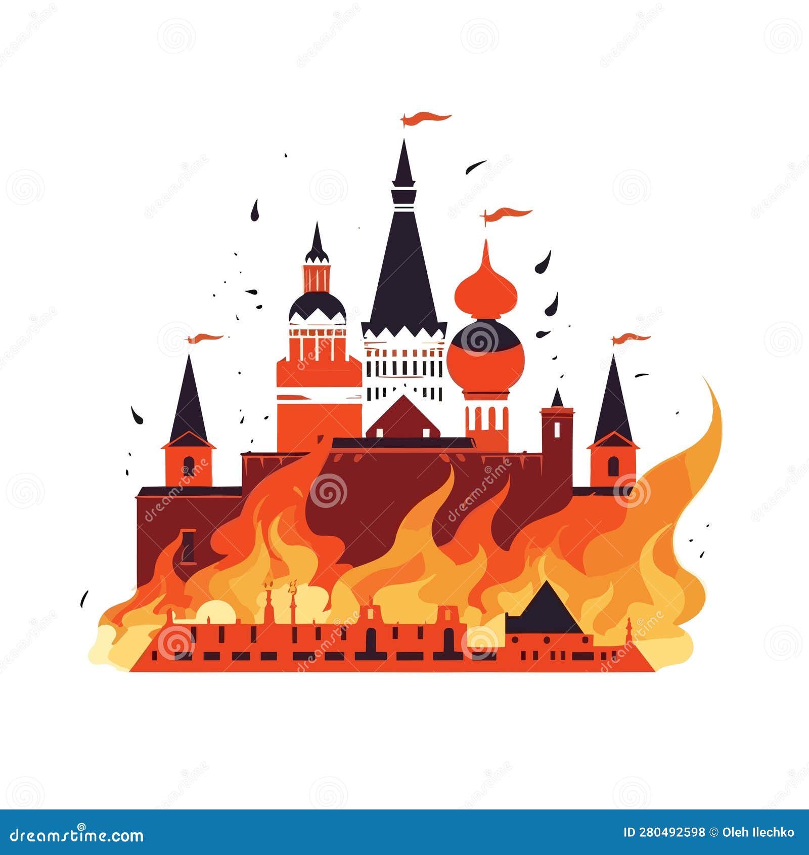 Kremlin on Fire Vector Isolated Illustration Stock Vector ...