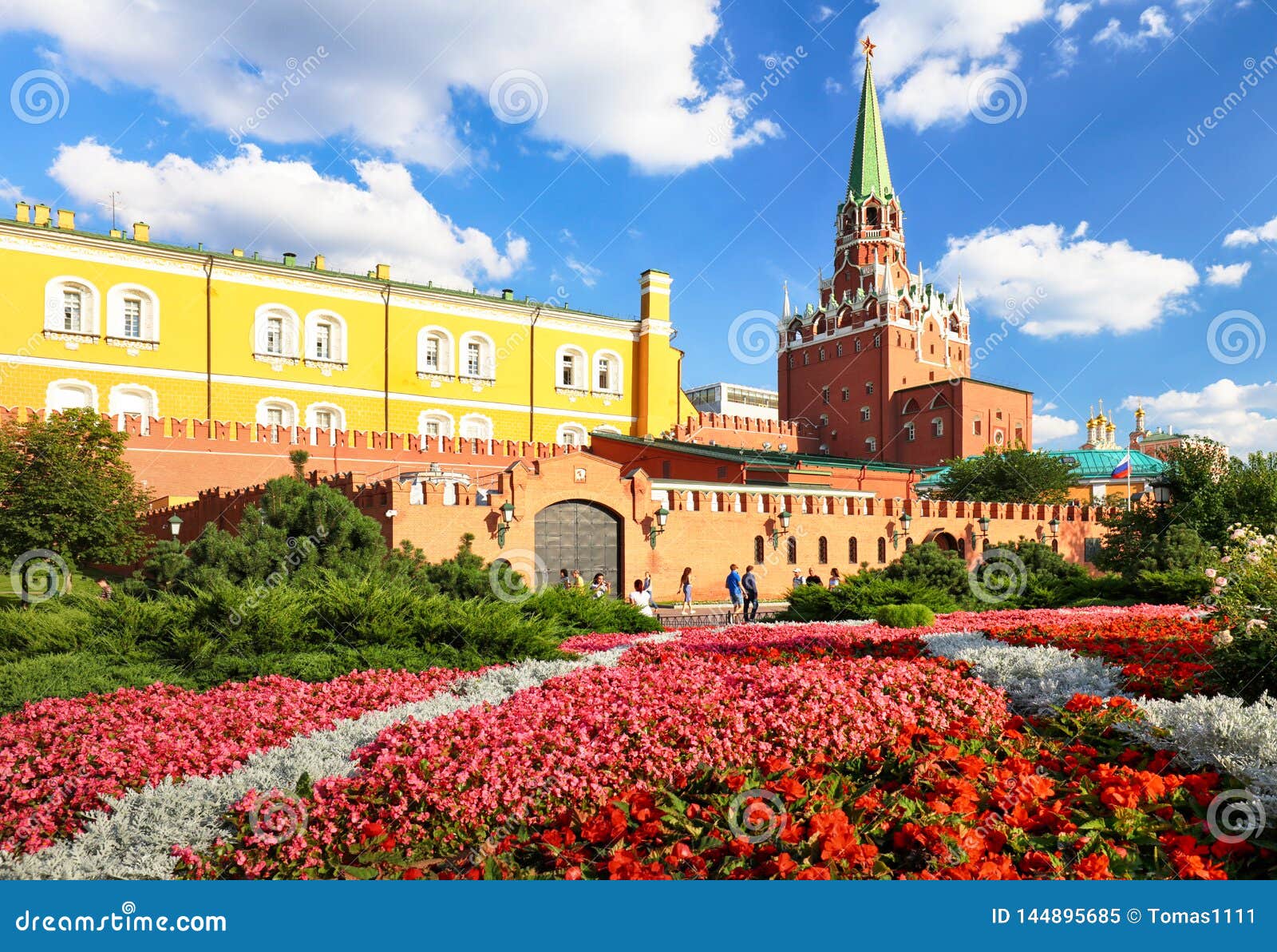 Kremlin in Moscow with Flowers Park, Russia Stock Image - Image of ...
