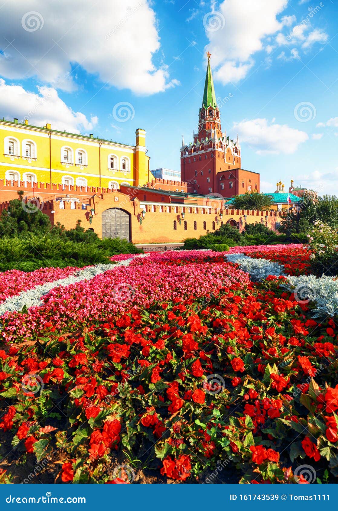 Kremlin in Moscow with Flowers Park, Russia Stock Image - Image of ...