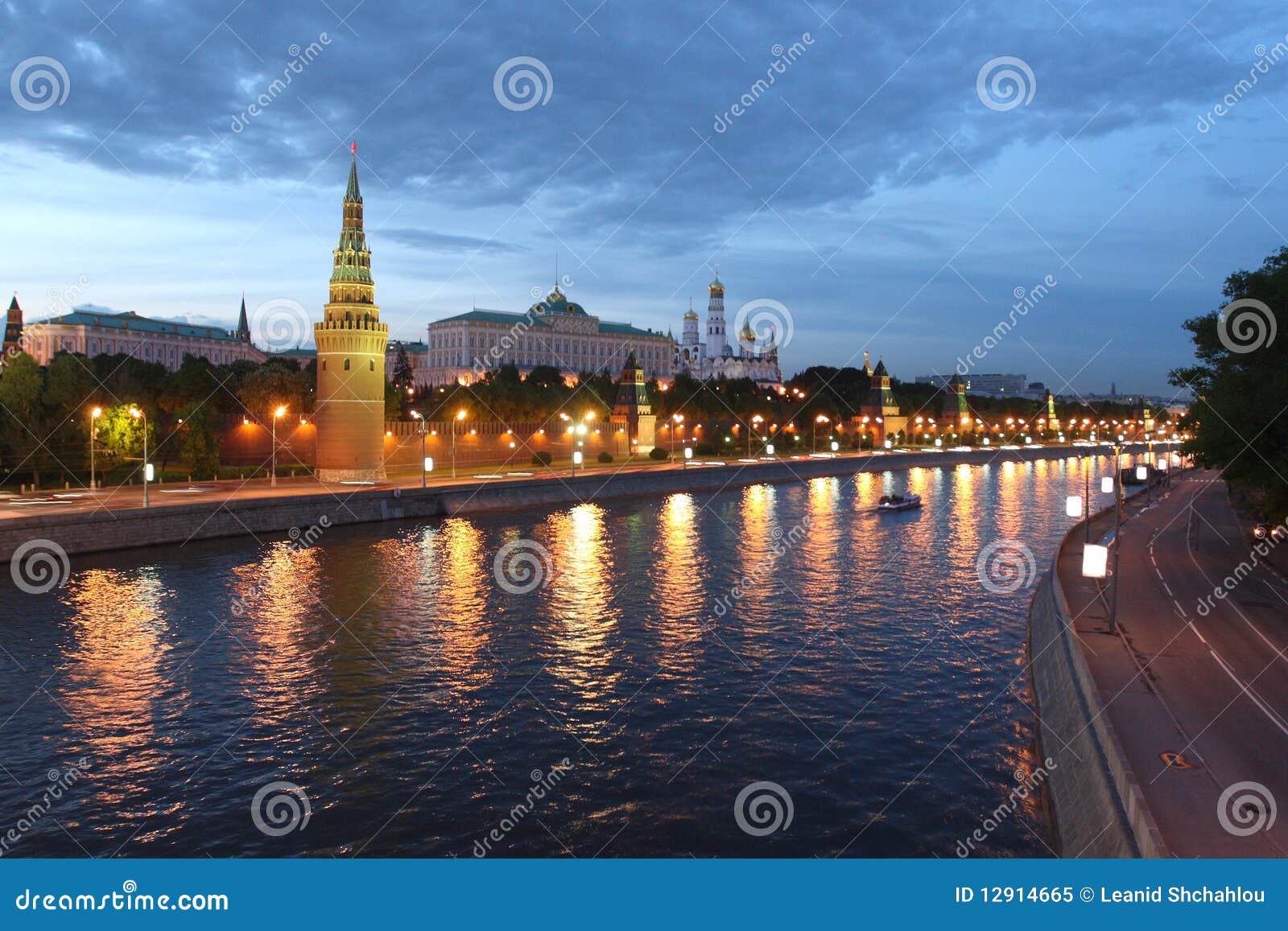 Kremlin in Moscow, Russia at Night Stock Image - Image of built ...
