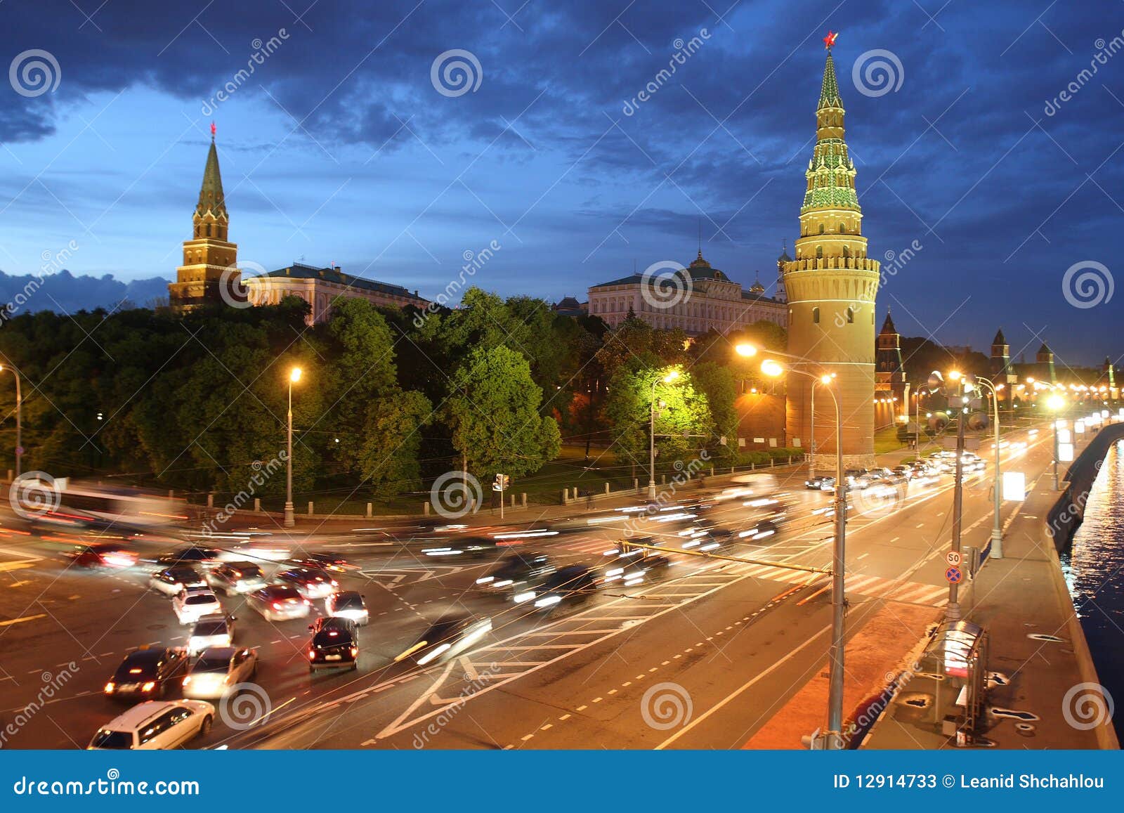 Kremlin in Moscow, Russia at Night Stock Image - Image of illuminated ...