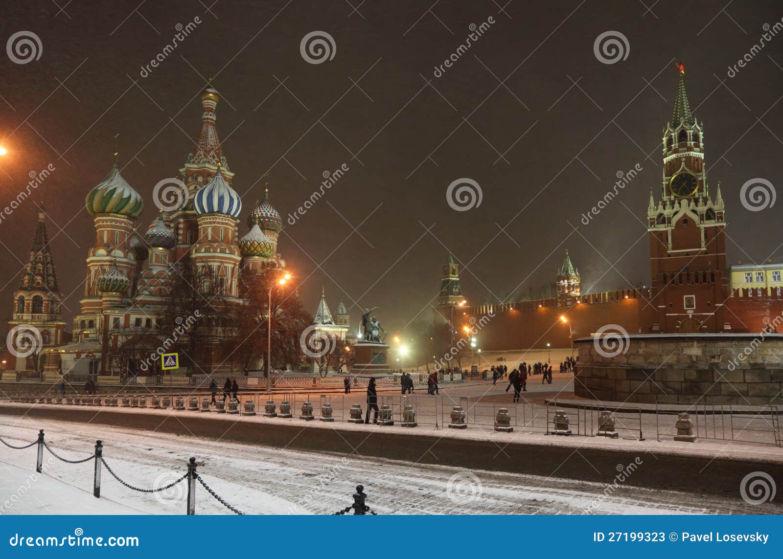 Kremlin in Snowfall at Night in Moscow Stock Image - Image of night ...