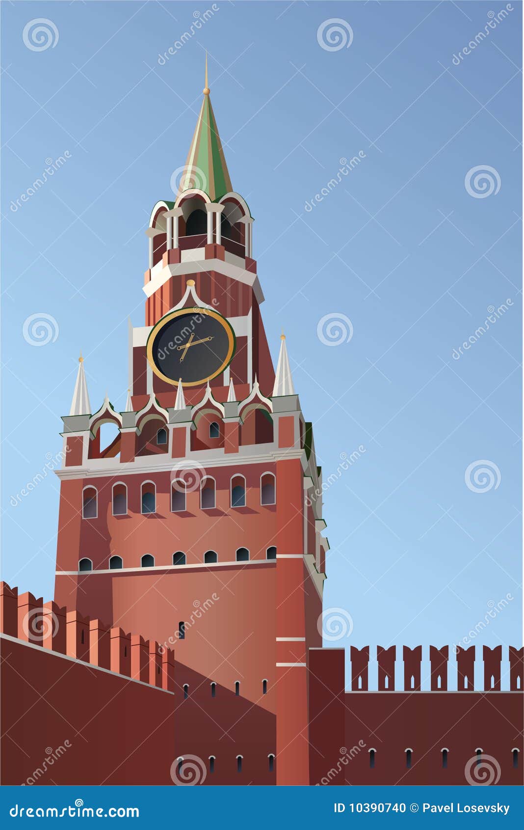 Kremlin Tower Moscow Vector Stock Vector - Illustration of background ...