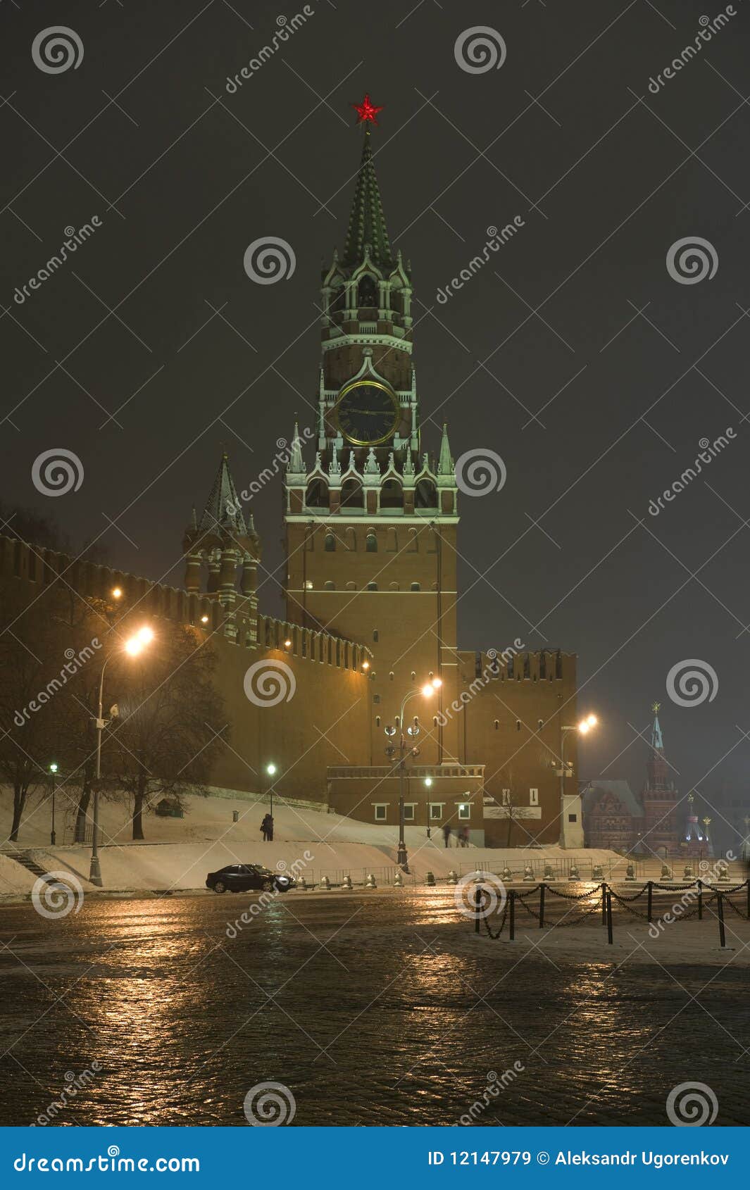 Kremlin Tower in night stock image. Image of lamp, night - 12147979