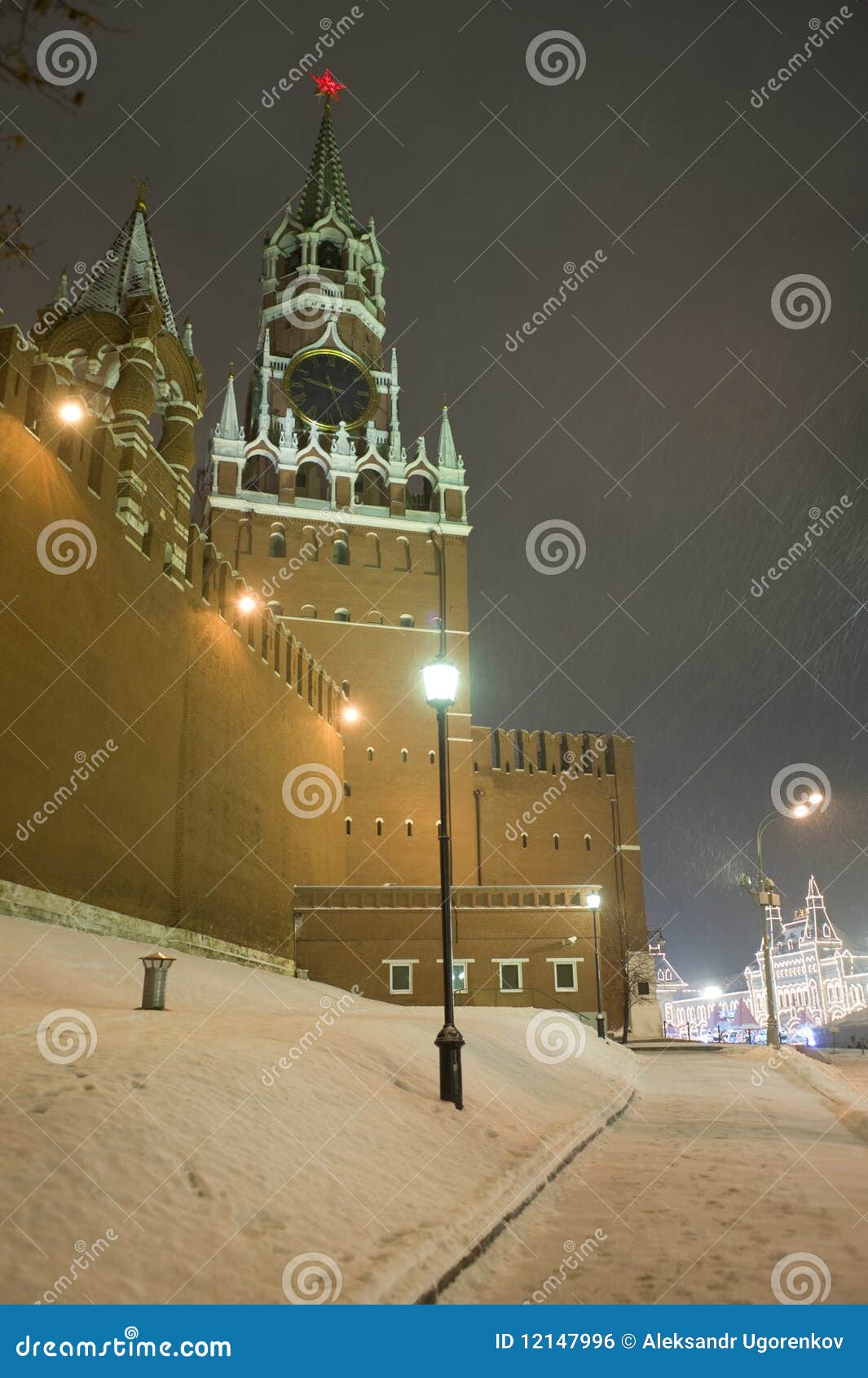 Kremlin Tower in Winter Night Stock Photo - Image of construction ...